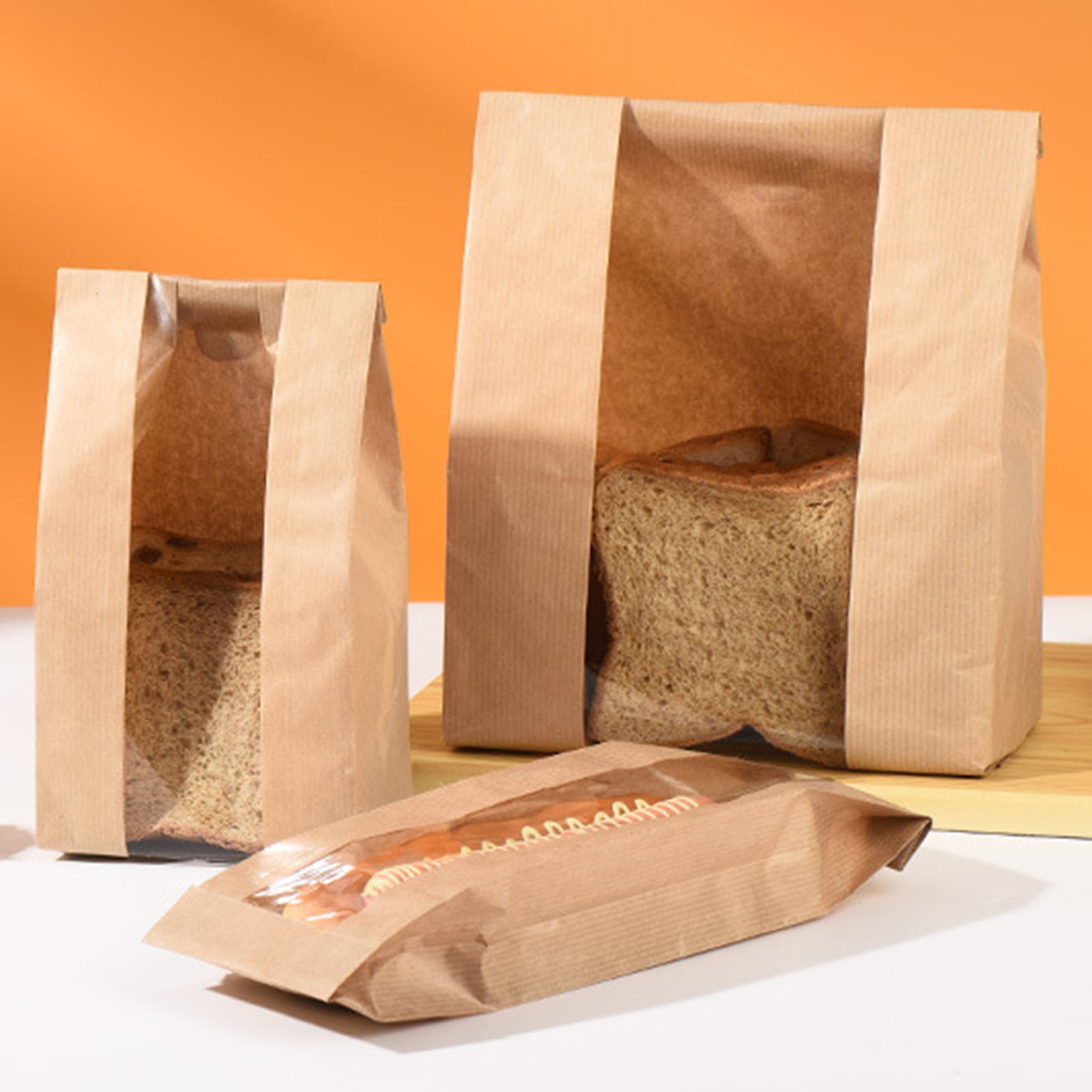 Joernso 50 Packs Paper Bread Bags with Clear Window Homemade Bread ...