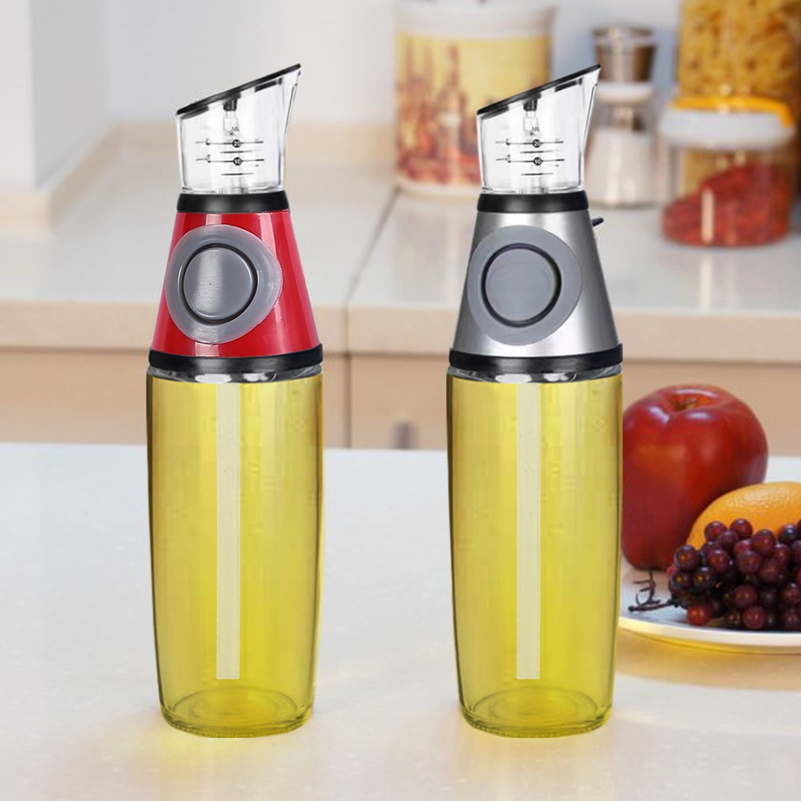 Joernso 500ML Oil Dispenser with Measuring Cup for Kitchen Glass ...