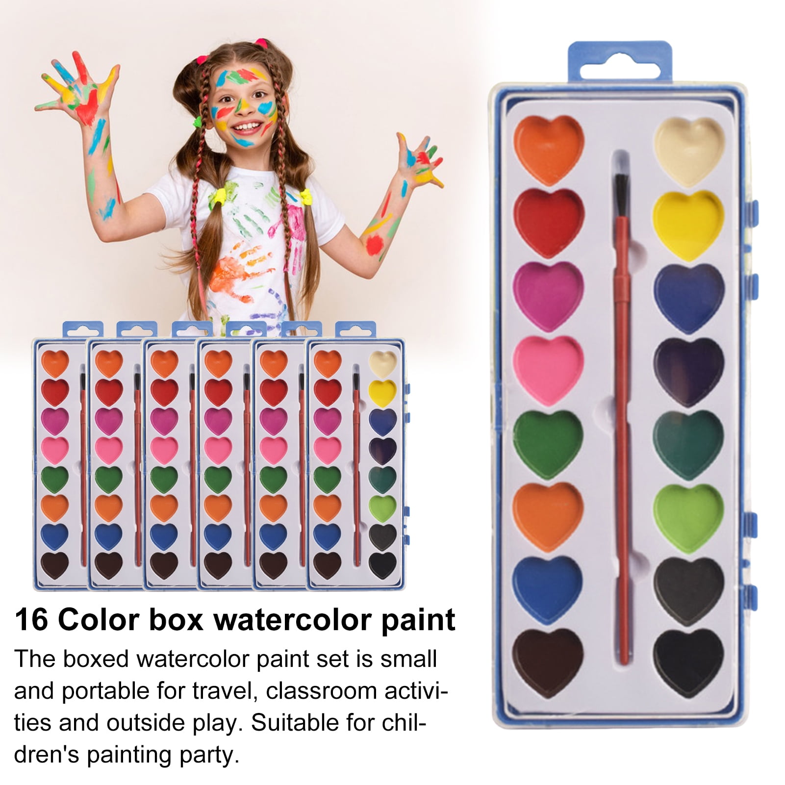 Joernso 6/12 Pcs Boxed Watercolor Paint Set for Kids Washable ...