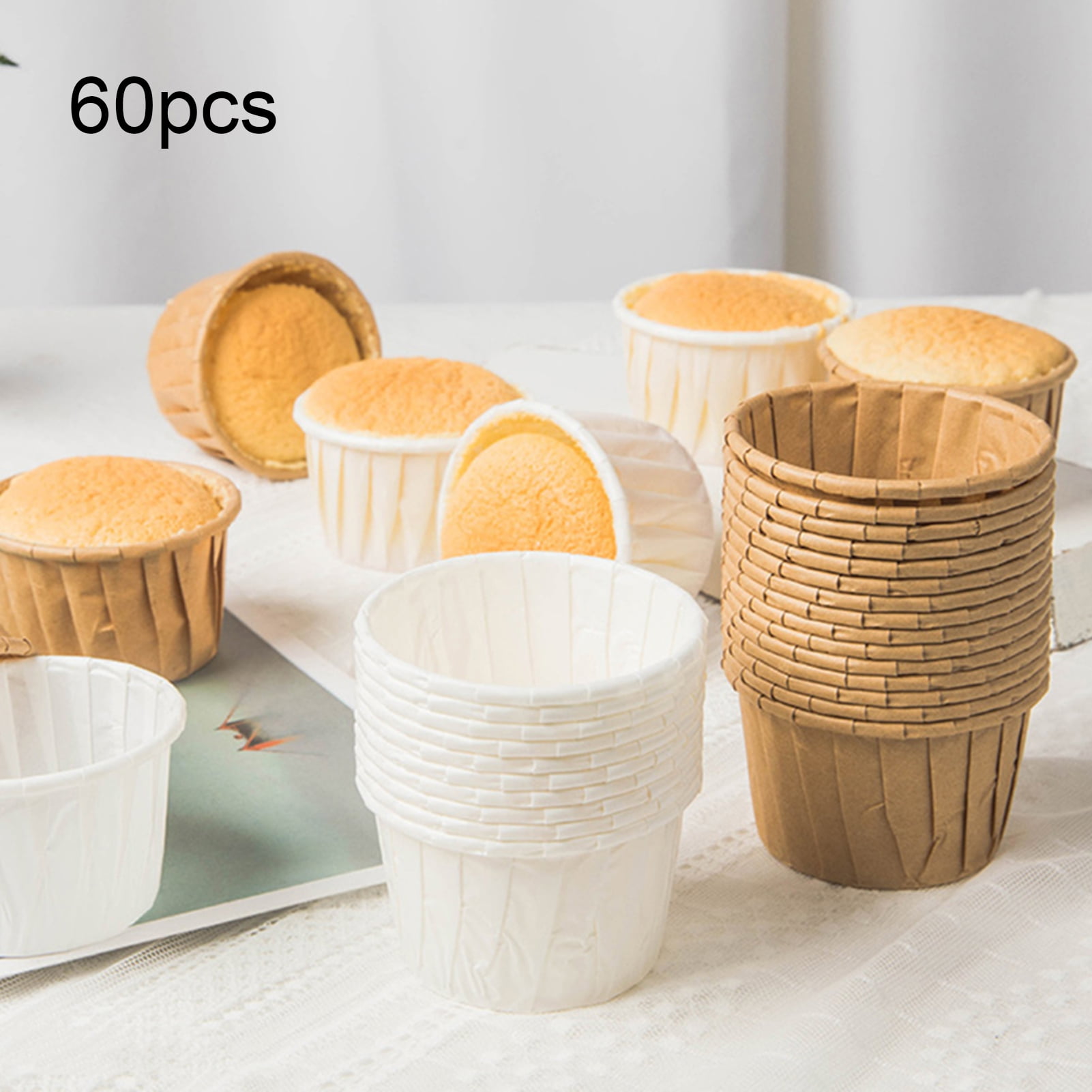 Joernso 60Pcs Non-stick Muffin Cup DIY Oil-proof Paper Cake Wrappers ...