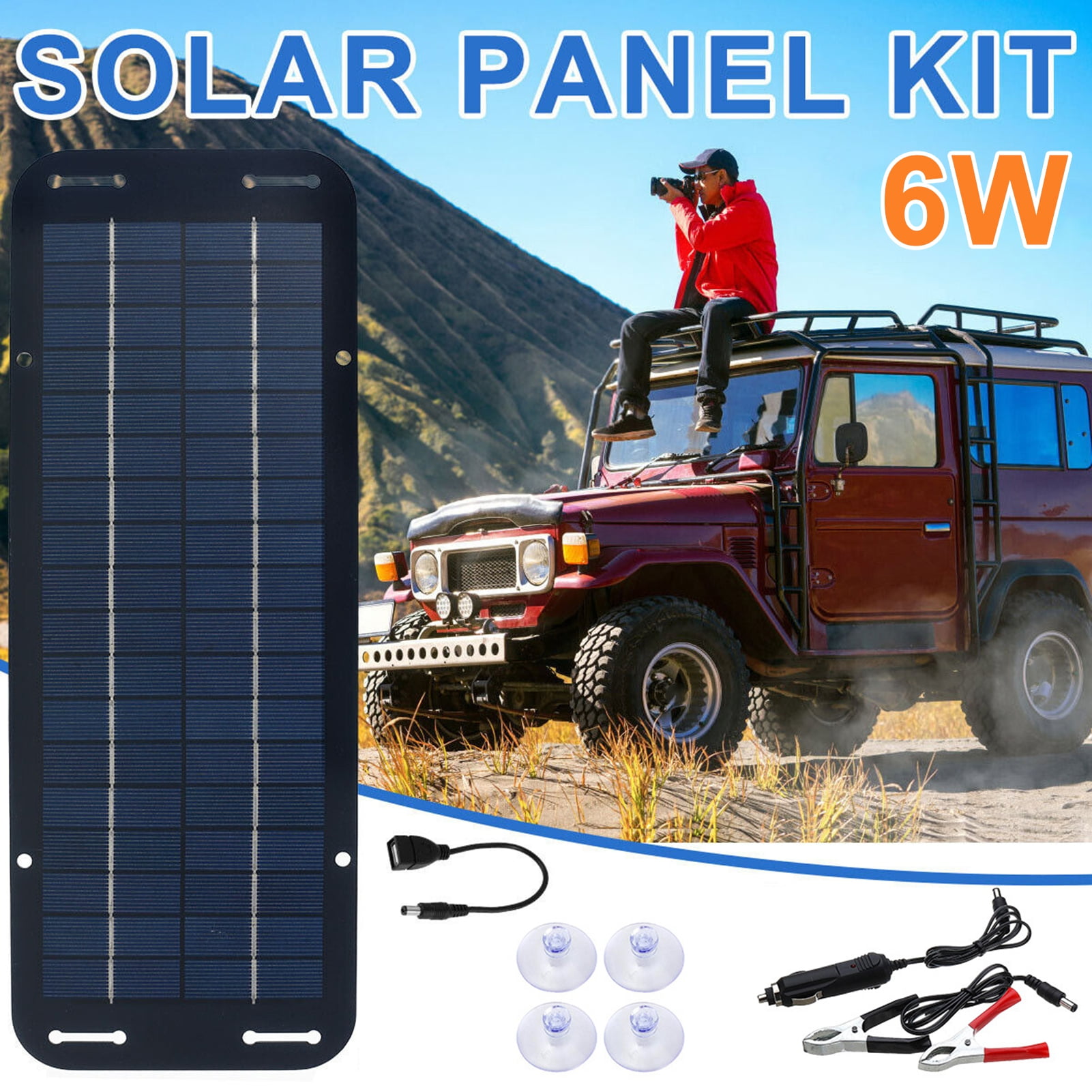 Joernso 6W Portable Solar Panel Charger Waterproof Battery-Free High ...