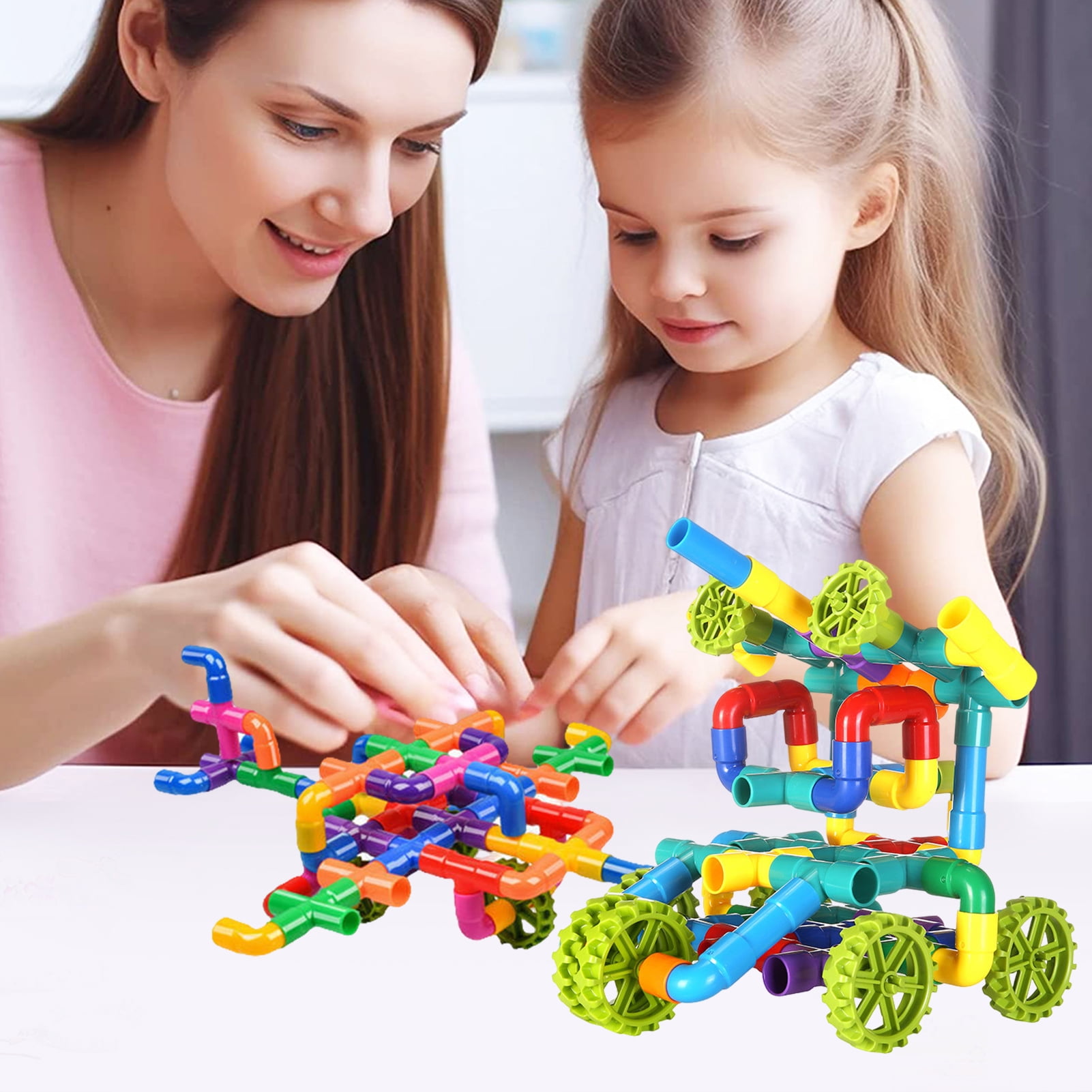 Joernso 80/100/200Pcs Kids Pipe Building Block Toy Fine Motor Skills ...