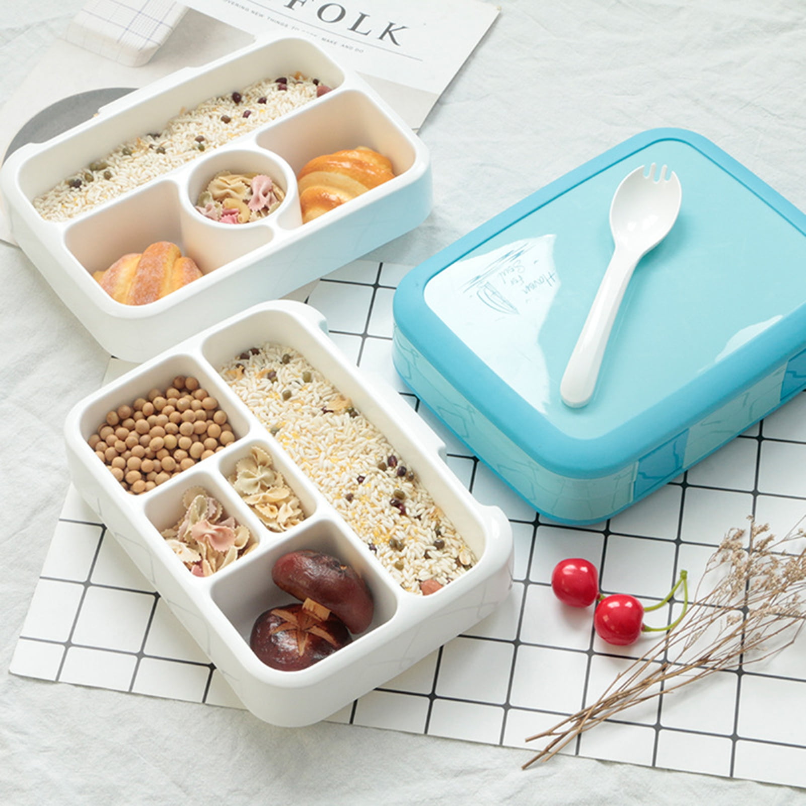 Joernso 800ml Leak-Proof Bento Box with Compartments PP Picnic Fruit ...