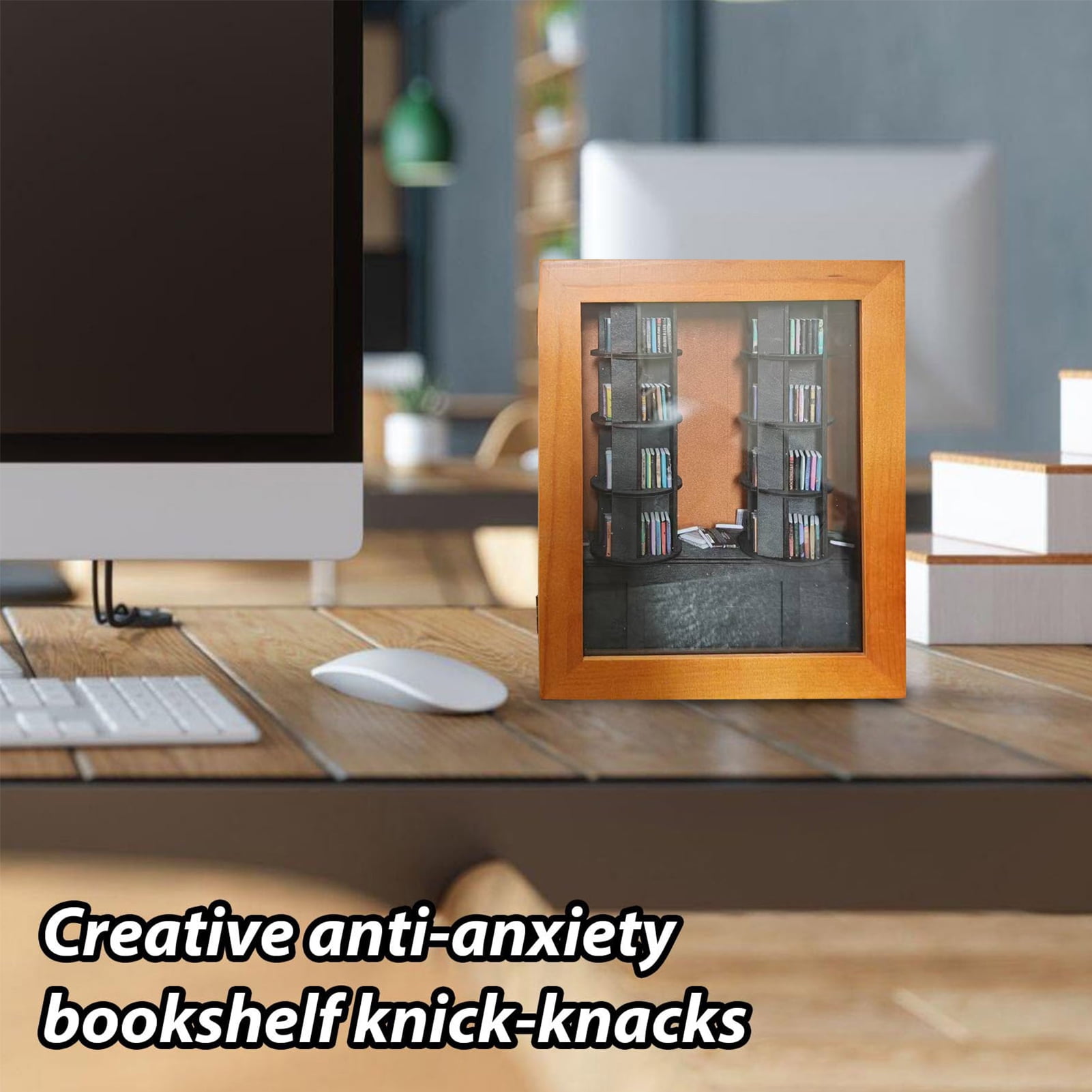 Joernso Anxiety Bookshelf with Mini Book Shake Away Anxiety Mini ...