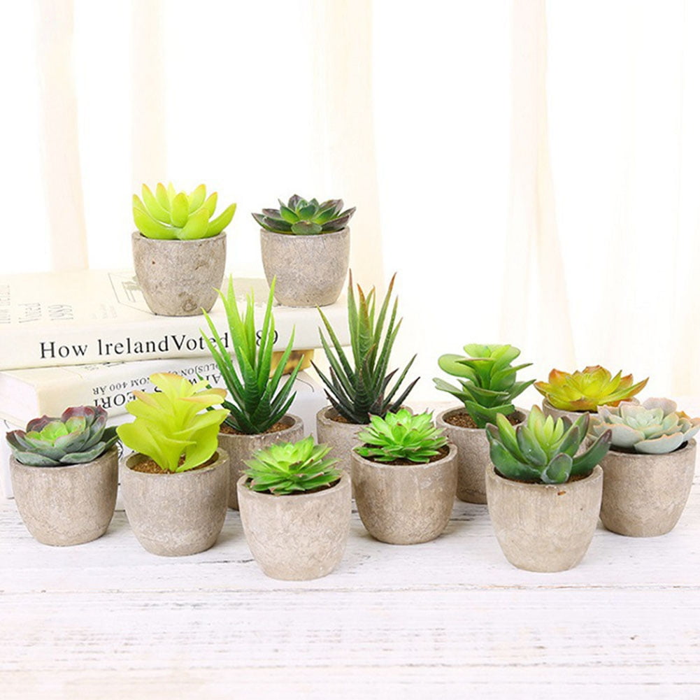 Joernso Artificial Flower Succulent Plant Paper Pulp Pot Bonsai ...