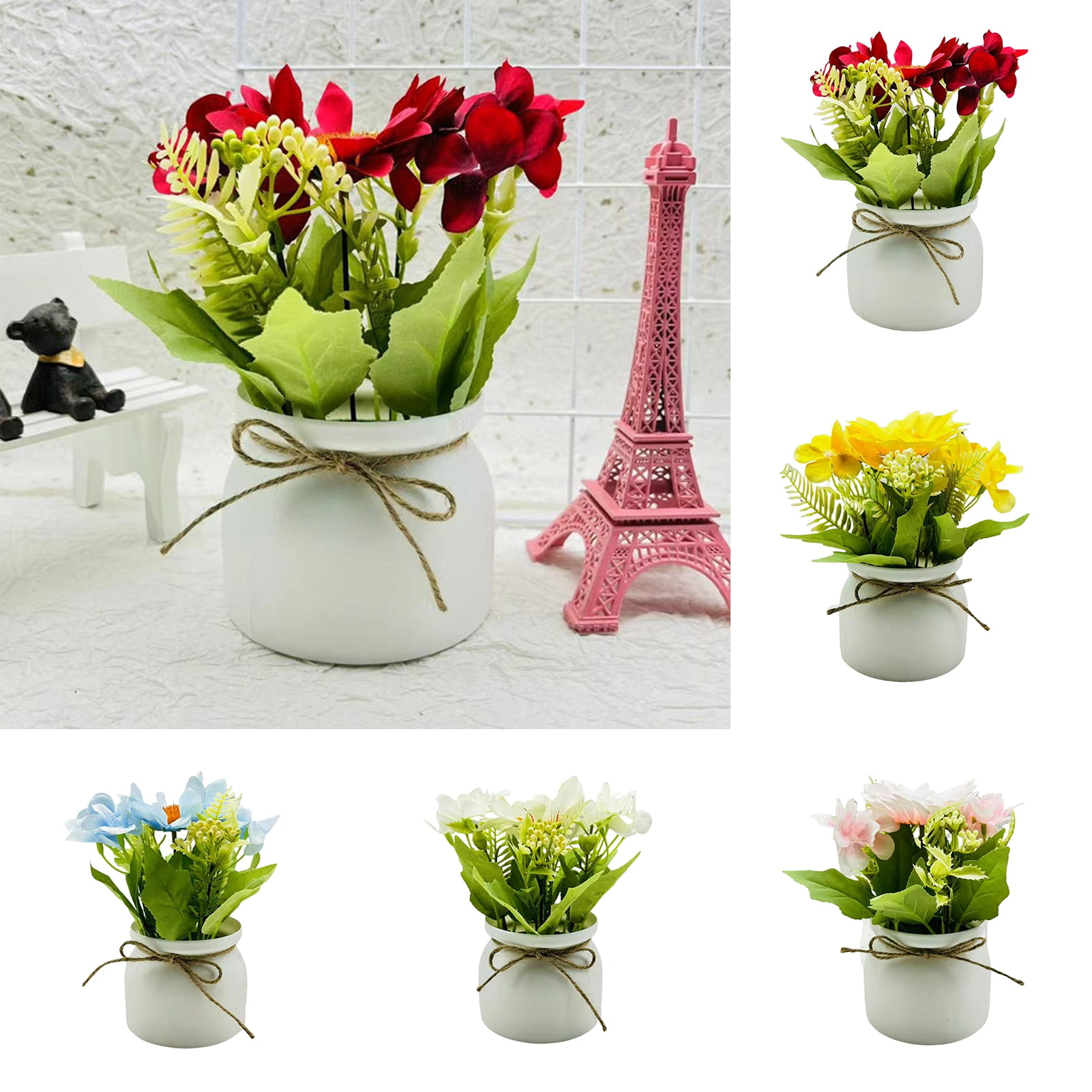Joernso Artificial Potted Flower Reusable Home Office Living Room ...