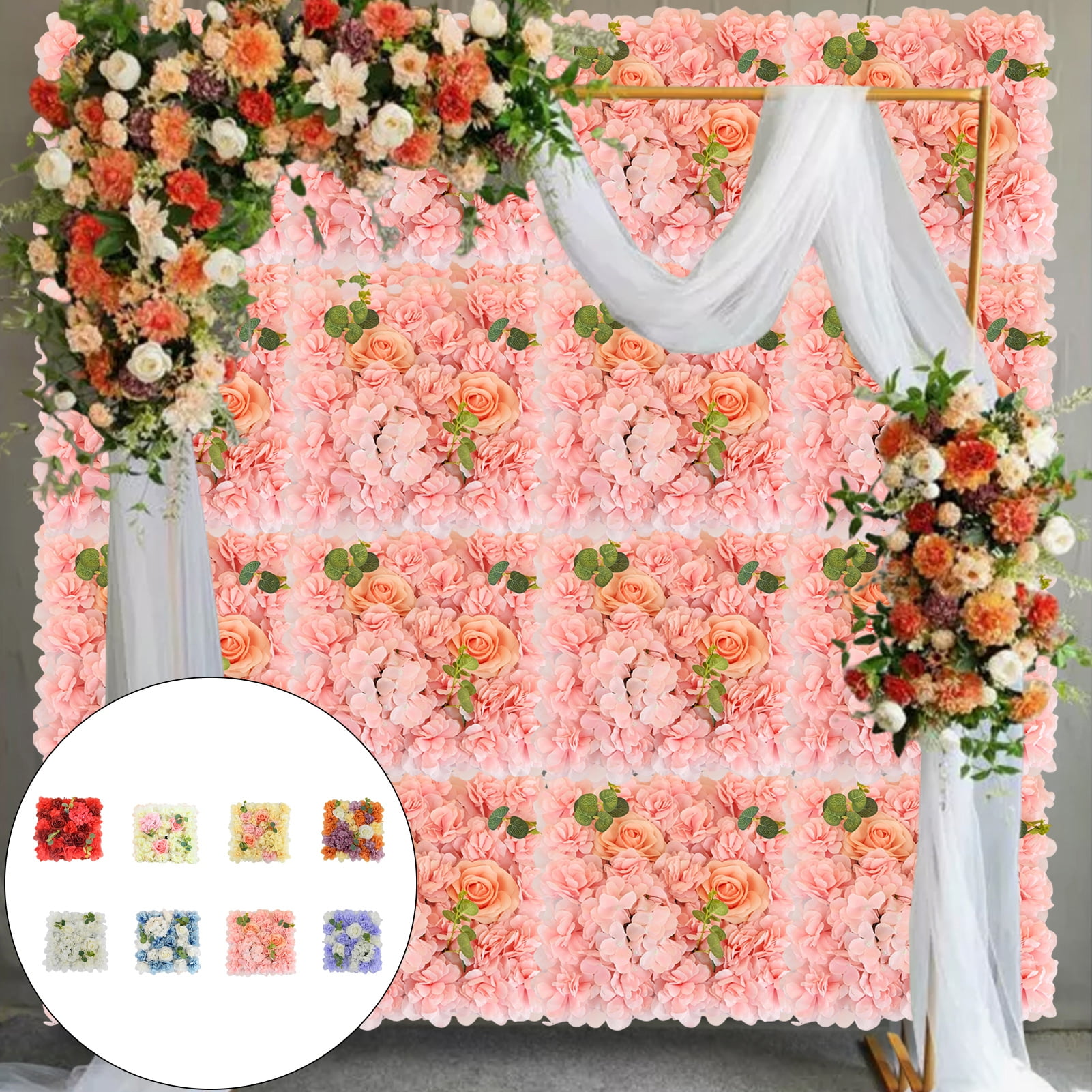 Joernso Artificial Rose Flower Wall Panel Wedding Bridal Baby Shower ...