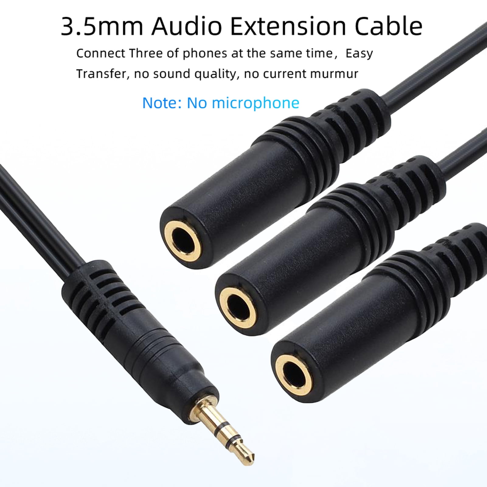 Joernso Audio Extension Cable Universal 1 to 3 Ways PVC 3.5mm 1 Male to ...