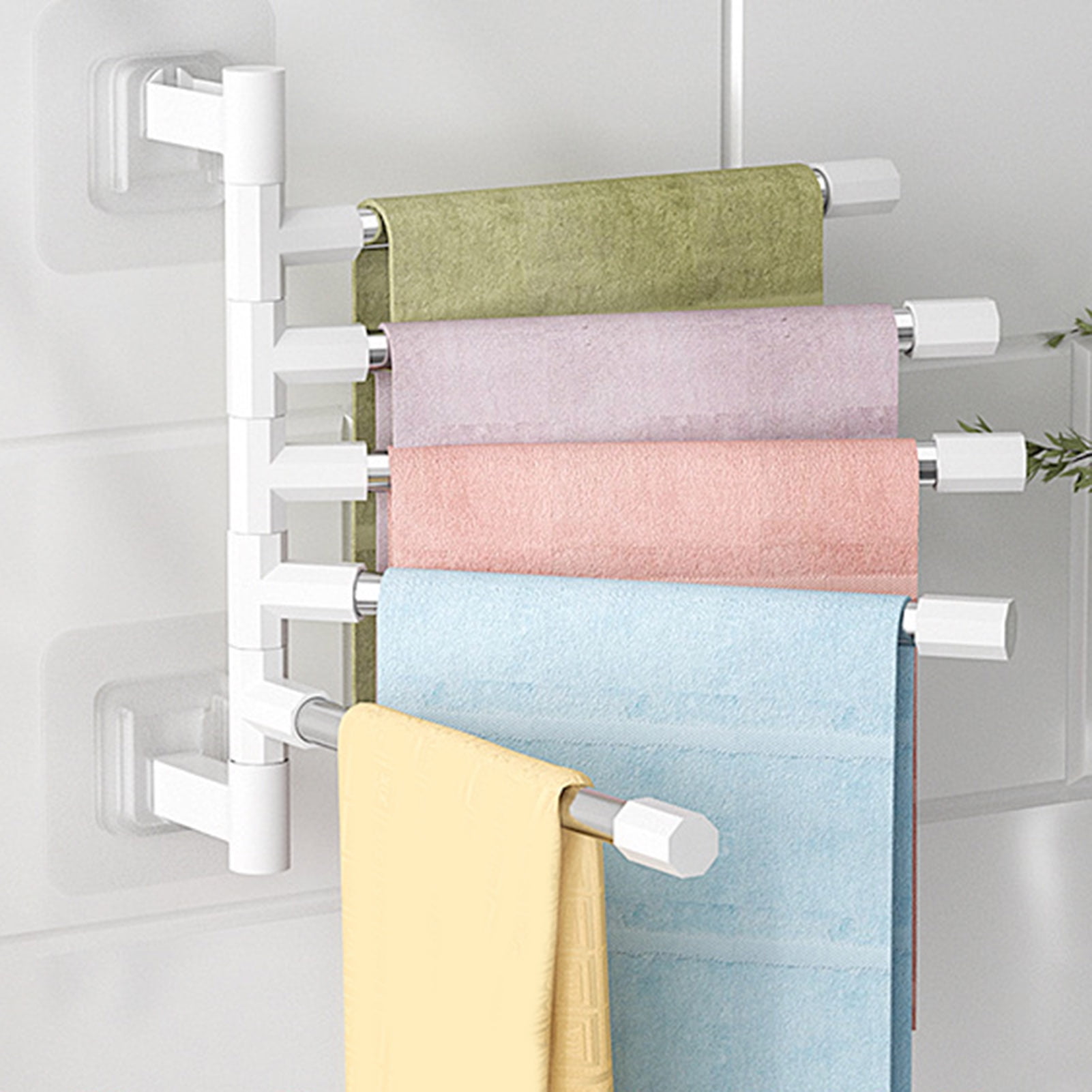 Joernso Bathroom Towel Rack with 180-Degree Rotating Bar Punch-free ...