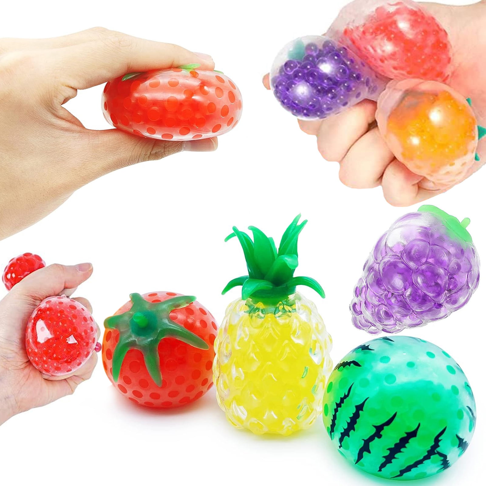 Joernso Bead Filled Fruit Squeeze Toy Stress Relief Strawberry Grape ...