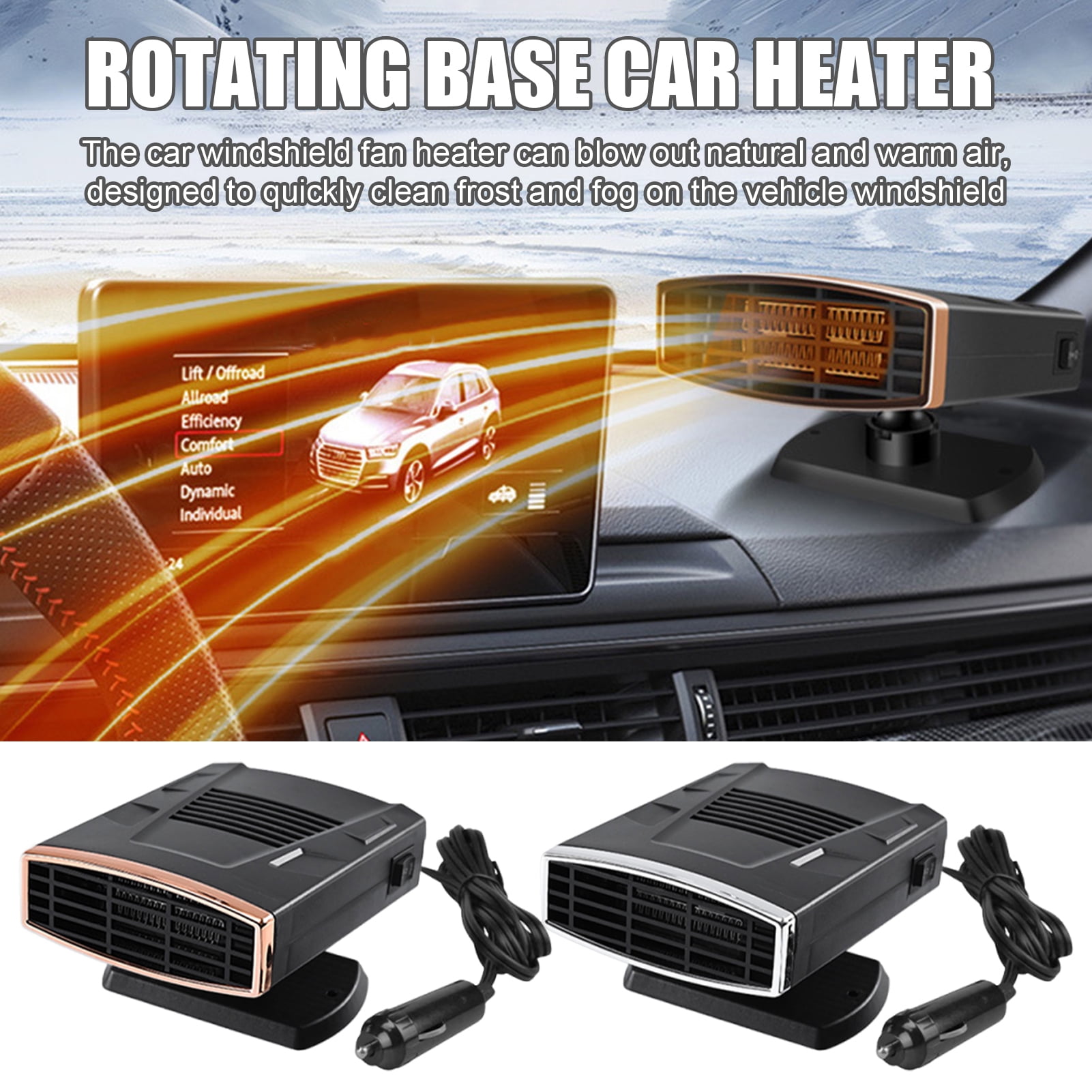Joernso Car Heater with 360-Degree Rotatable Base Fast Heating Low ...