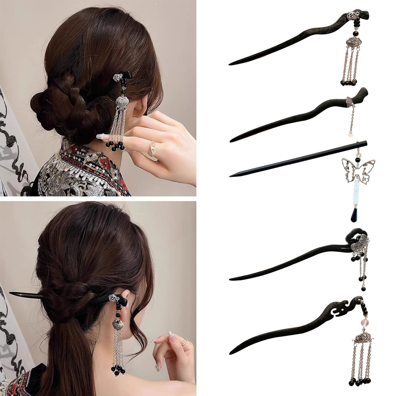 Joernso Chinese Ancient Style Hair Stick Metal Pendant Tassel Handmade ...
