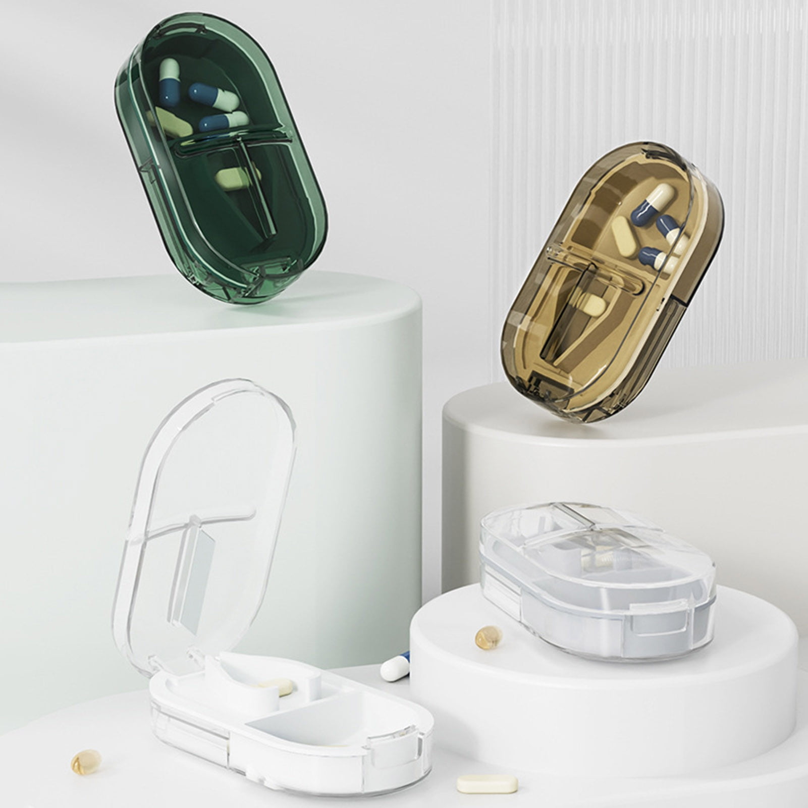 Joernso Clear Portable Pill Cutter Box Food Grade Sharp Stainless Steel ...