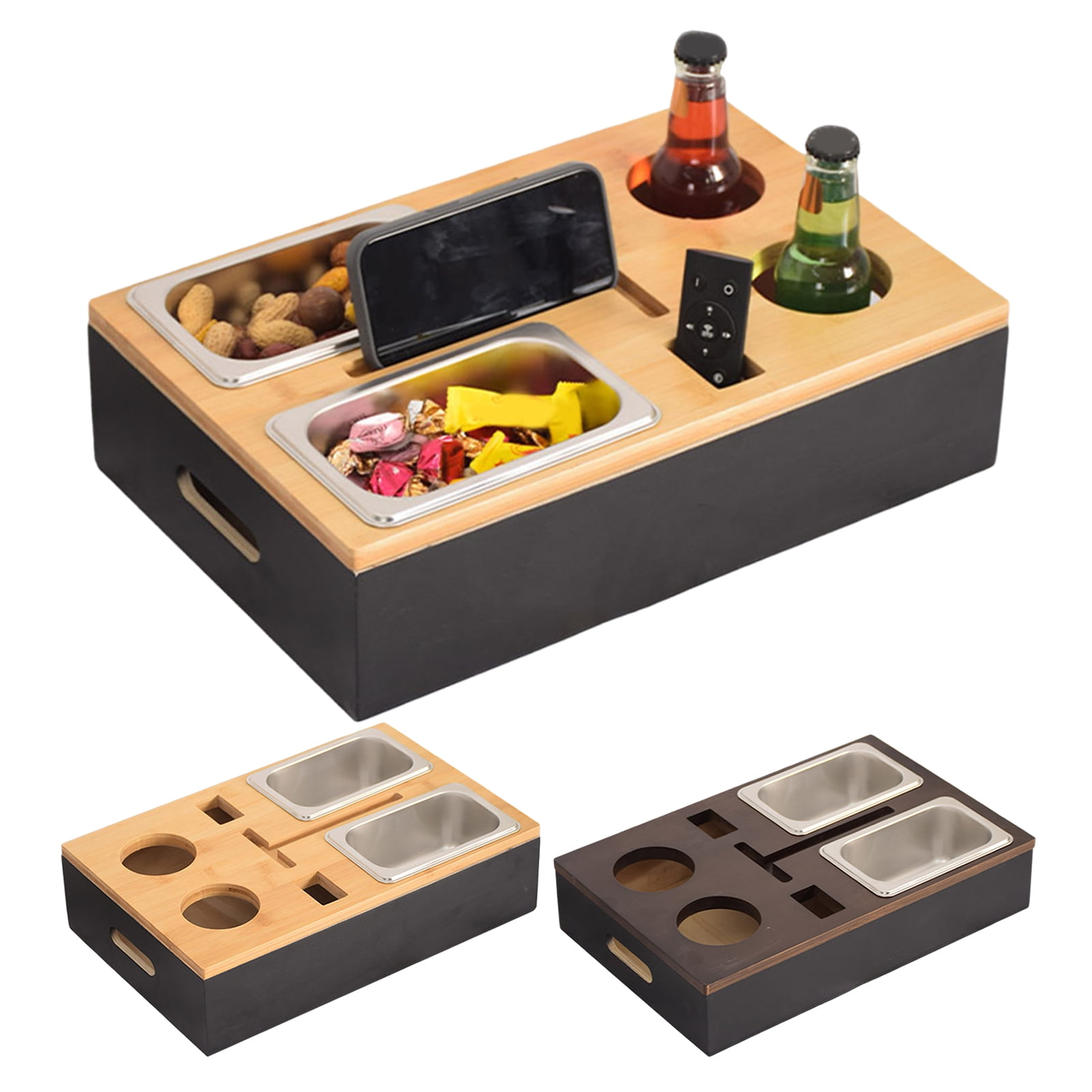 Joernso Couch Cup Holder Tray Large Capacity Multiple Compartments ...