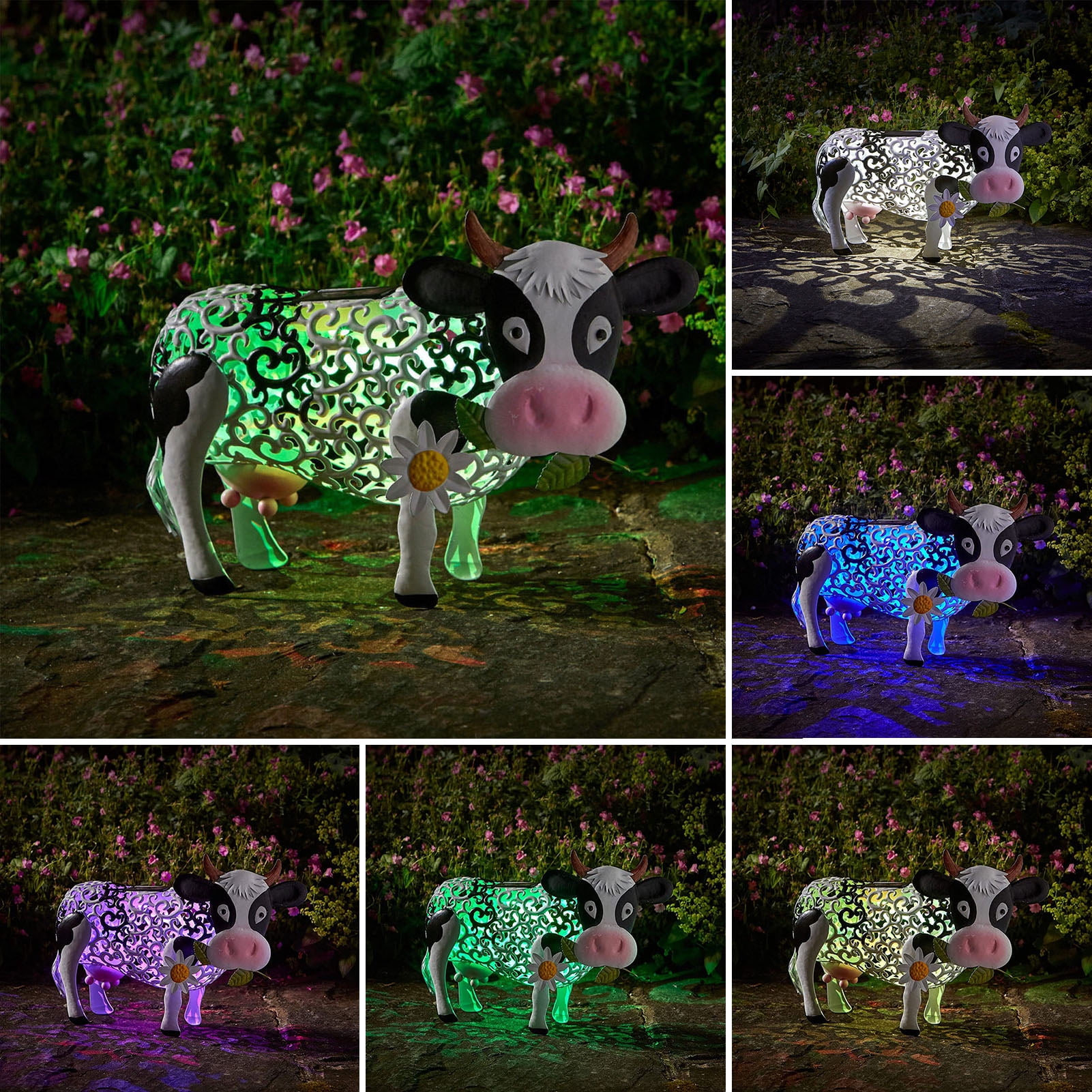 Joernso Cow Solar Garden Light Hollow Design IP45 Waterproof Color ...