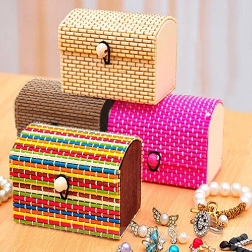 Joernso Creative Bamboo Wooden High Capacity Case Cute Jewelry Box ...