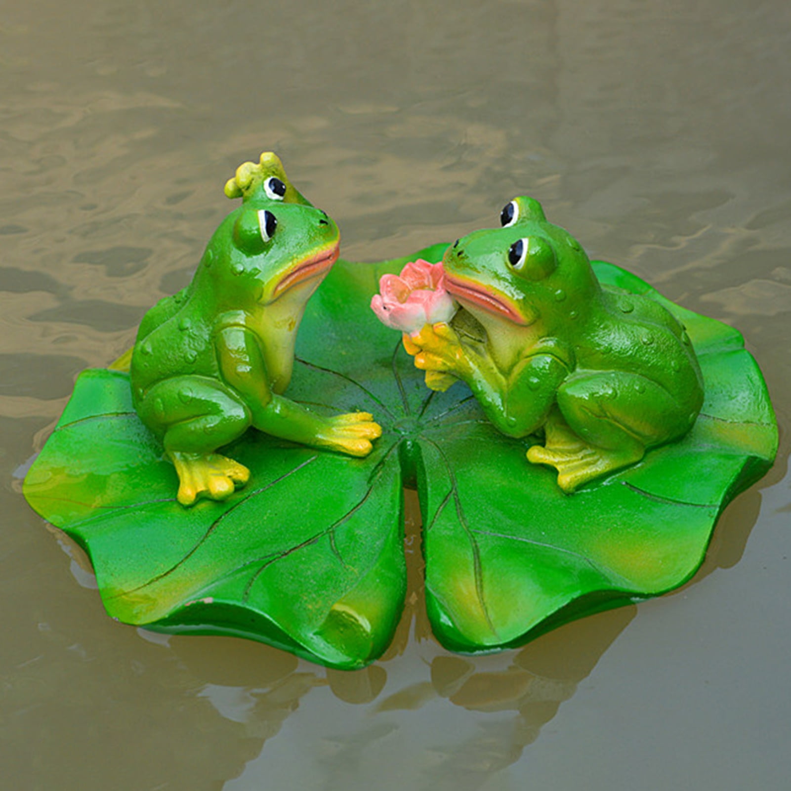 Joernso Delicate Frog Figurines Artificial Cartoon Resin Fine Afloat ...