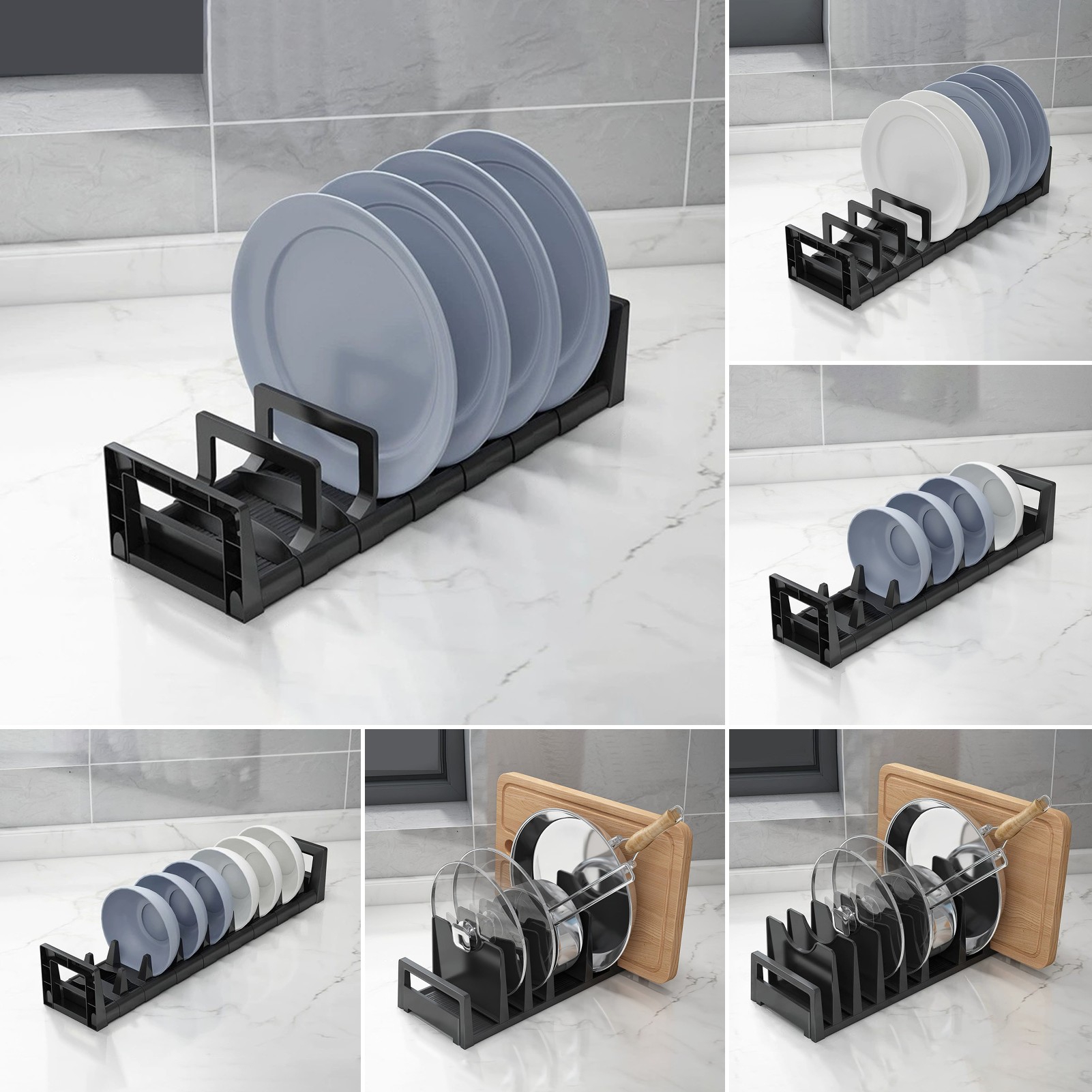 Joernso Dish Storage Rack Drawer Plate Stand Anti-skid Pot Lid Bowl ...