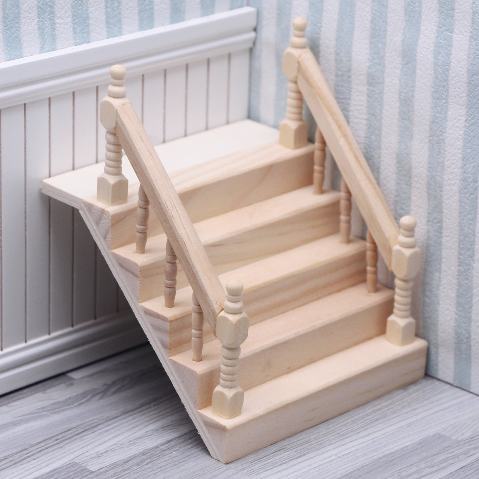 Joernso Doll House Staircase Mini Wooden Furniture Handrail Staircase 1 ...