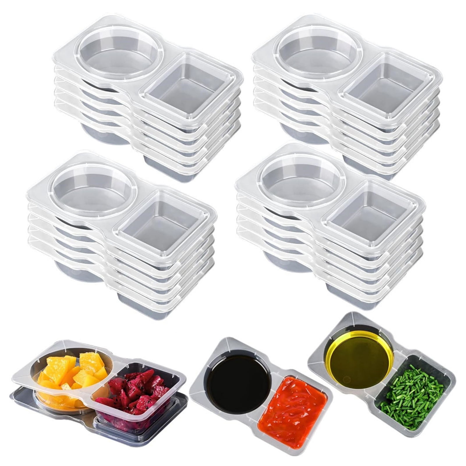 Joernso Double Compartment Container Sauce Box Reusable Condiment Box ...