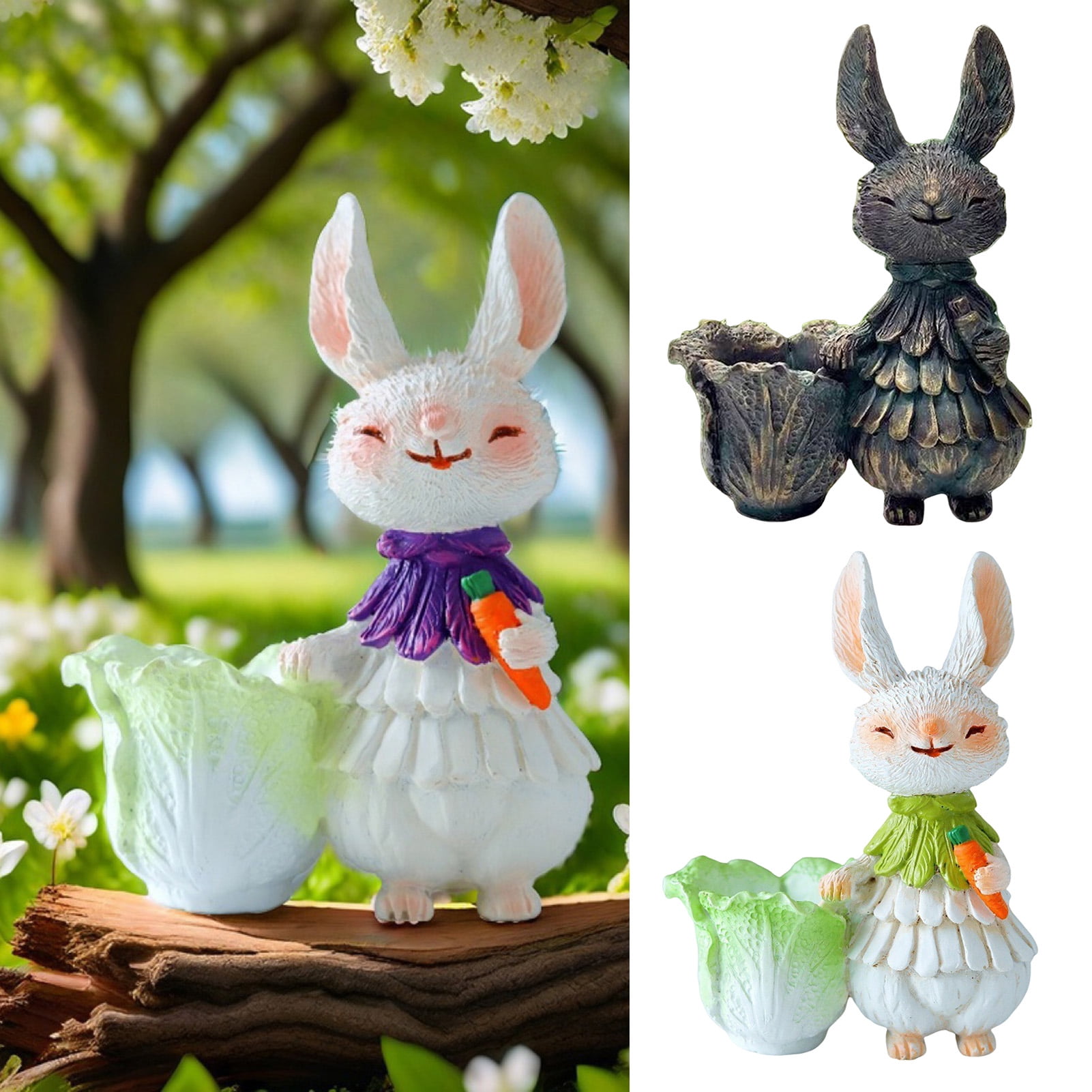 Joernso Easter Bunny Figurine Resin Cartoon Rabbit Statue Animal ...