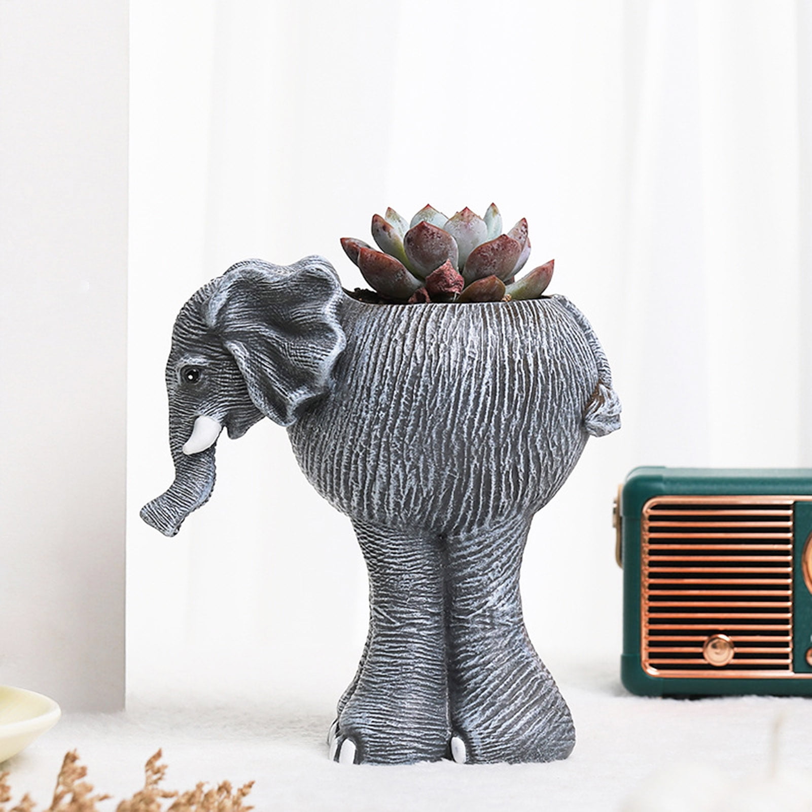 Joernso Elephant Flowerpot Resin Succulent Planter Tabletop Standing ...