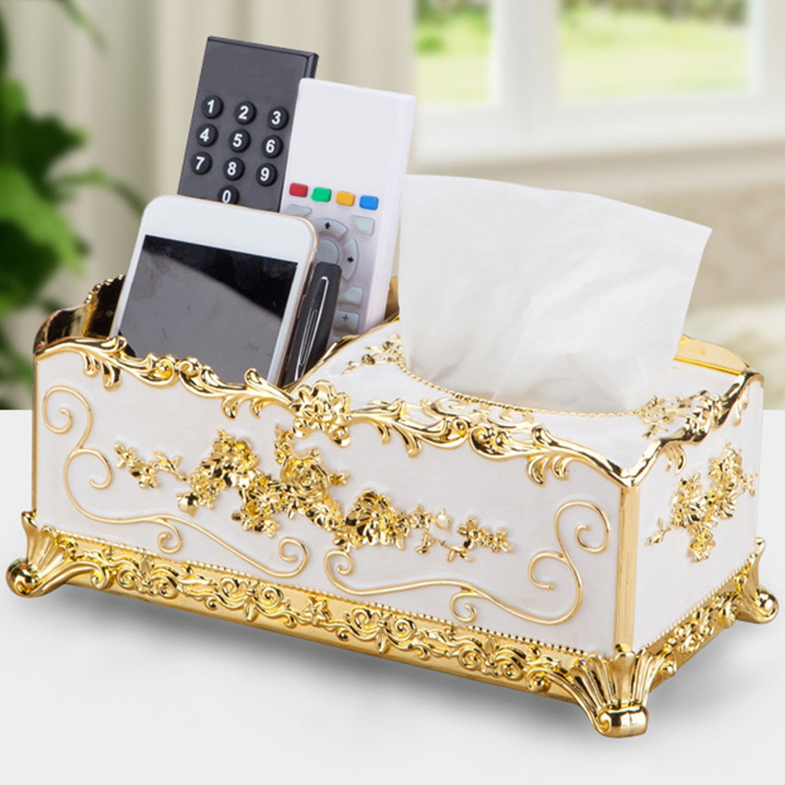 Joernso European Style Tissue Box Multi-functional ABS Embossed Design ...