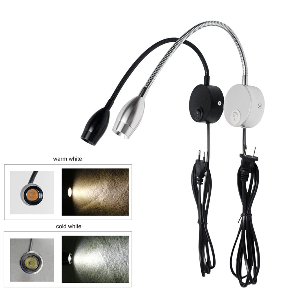 Joernso Flexible LED Gooseneck Wall Mounted Night Reading Light Bedside ...