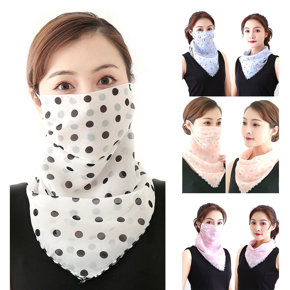 Joernso Floral Women Anti UV Dust Thin Chiffon Outdoor Neck Face Cover ...