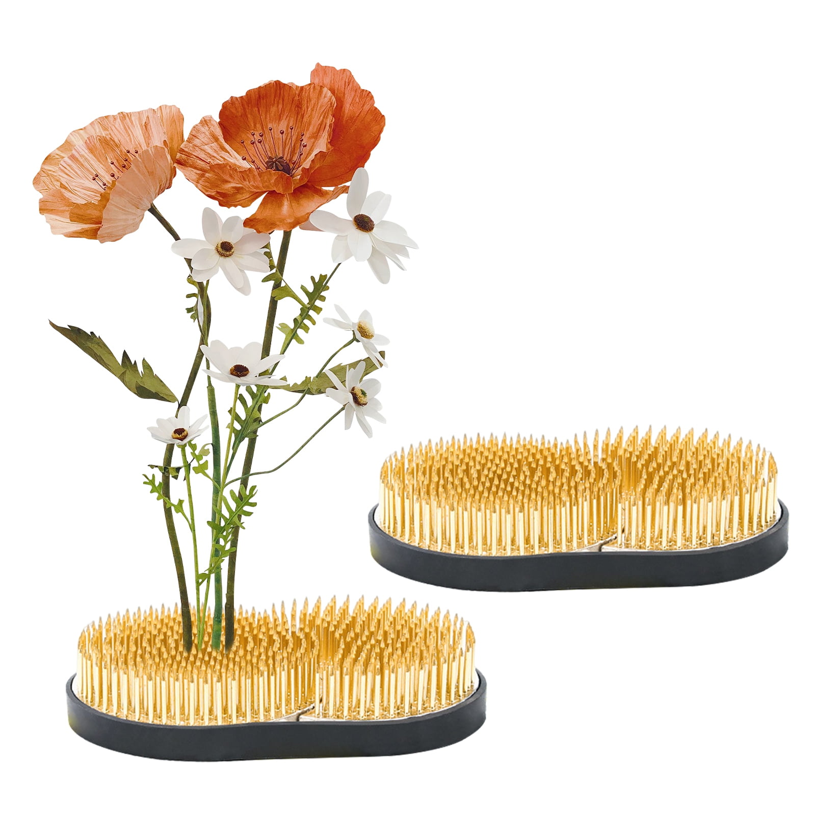 Joernso Flower Frog Holder Sun Moon Shape Copper Stainless Steel Needle ...