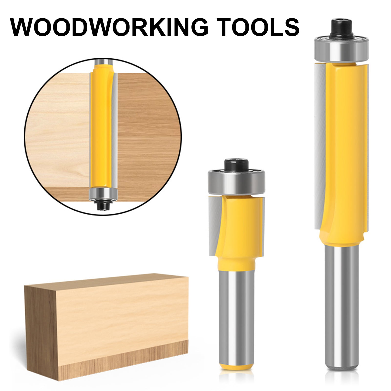 Joernso Flush Trim Router Bit with Bearing Prevent Tear-Out Round Shank ...
