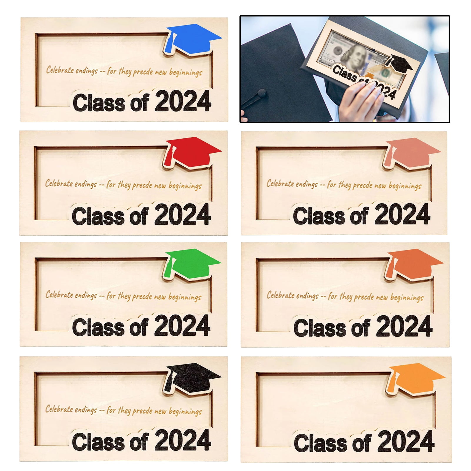 Joernso Graduation Wooden Money Holder Class of 2024 Graduates Wallet ...