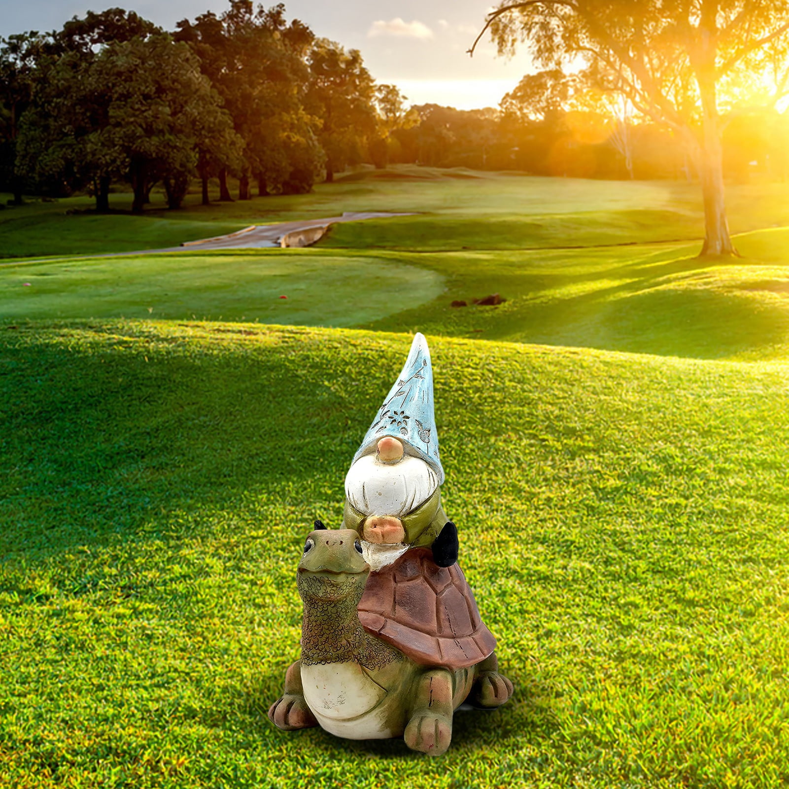 Joernso Hand Painted Dwarf Statue Weather-resistant Resin Ride Bird ...