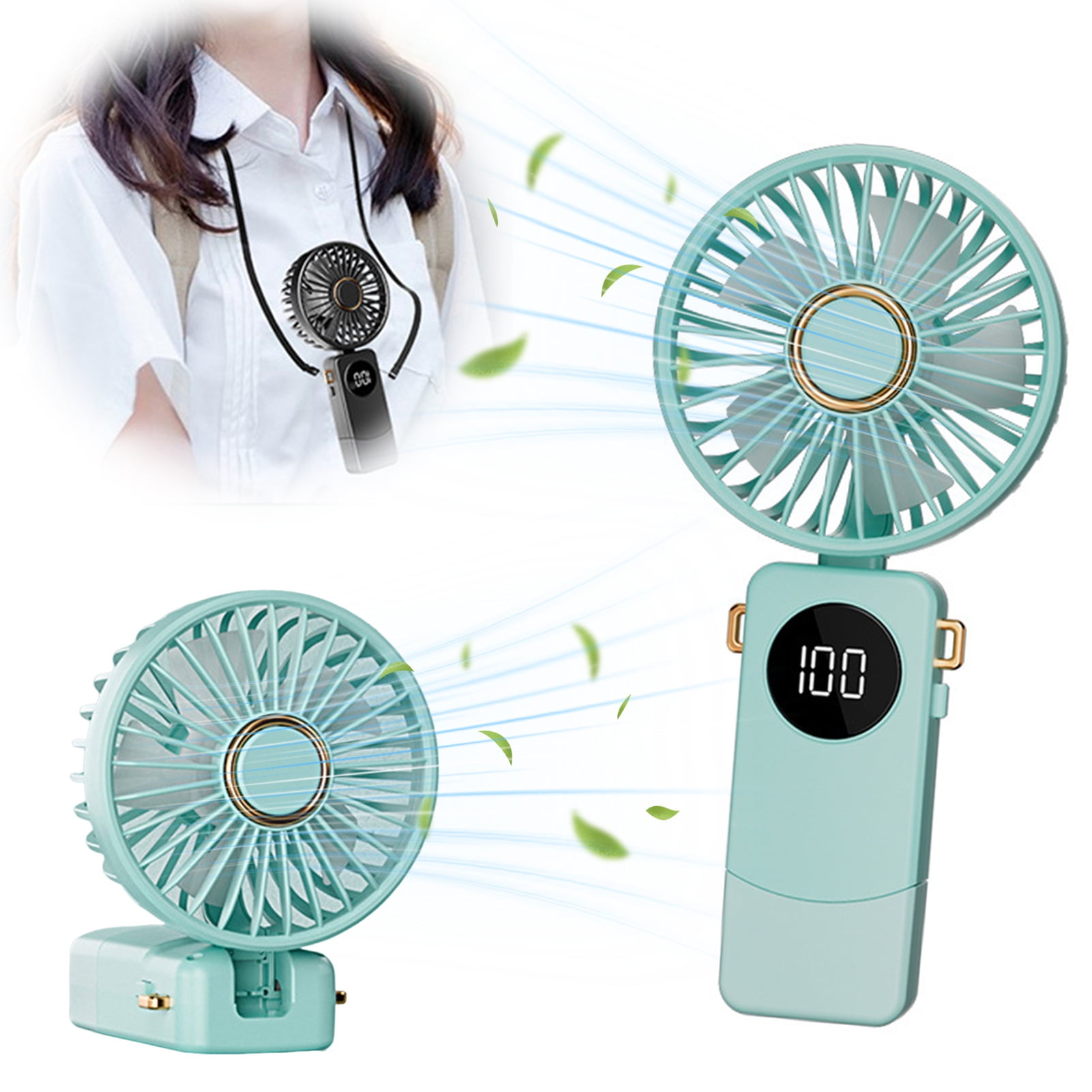 Joernso Handheld Fan with Digital Display Foldable Design 5 Speeds ...