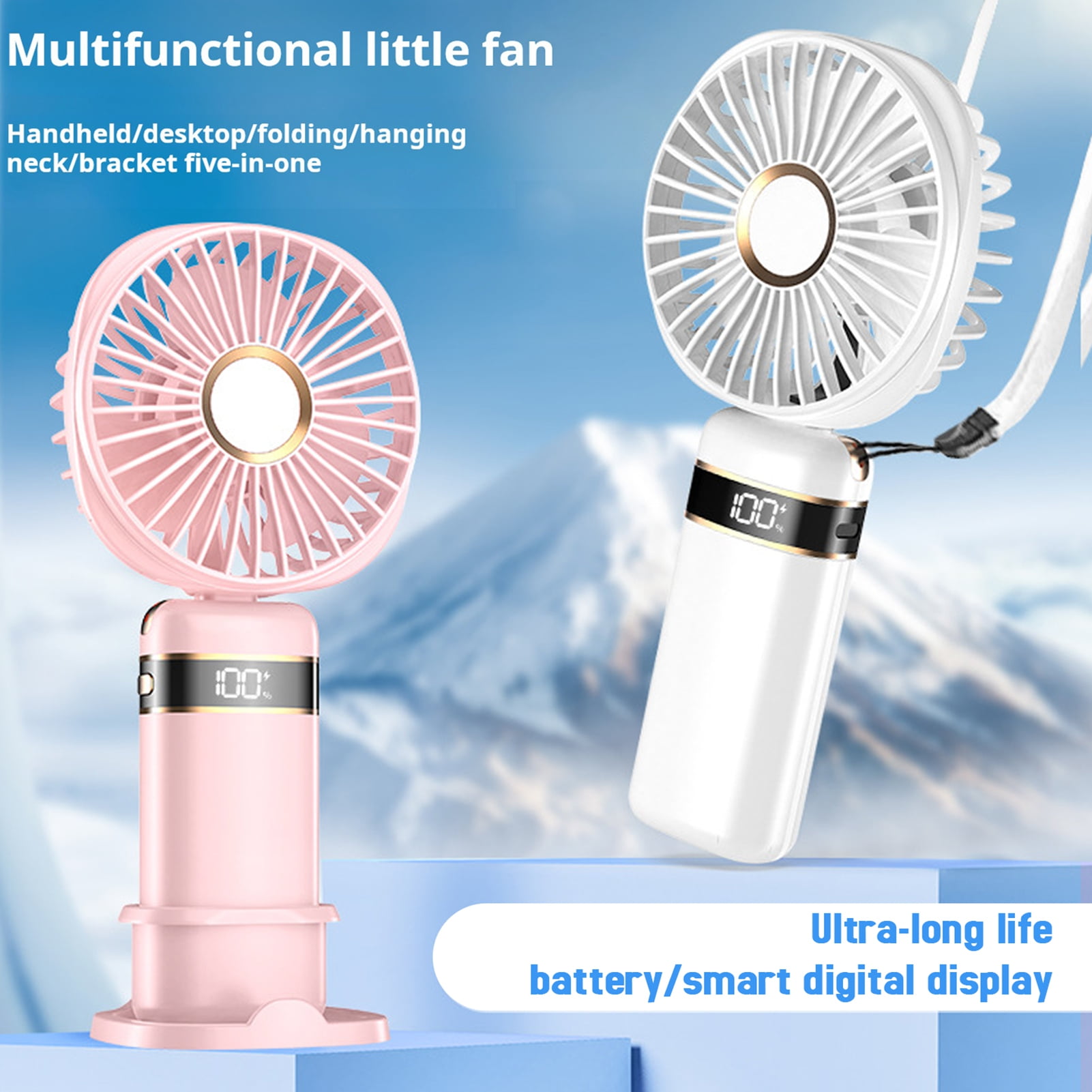 Joernso Handheld Fan with Digital Display Foldable Design High-Speed ...