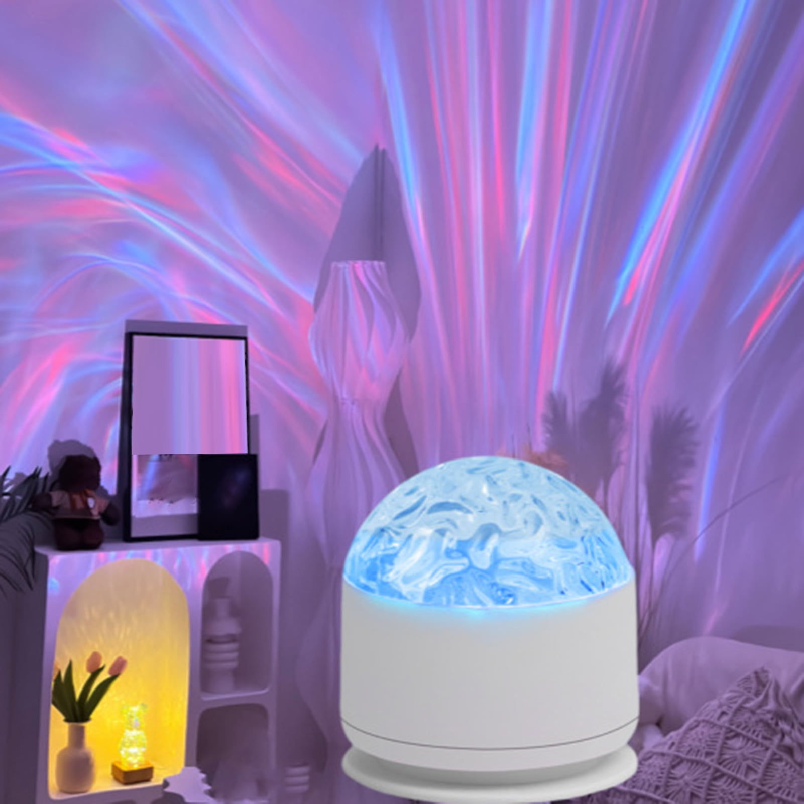 Joernso LED Bedside Lamp Projector 16 Colors 4 Dynamic Effects Ambient ...