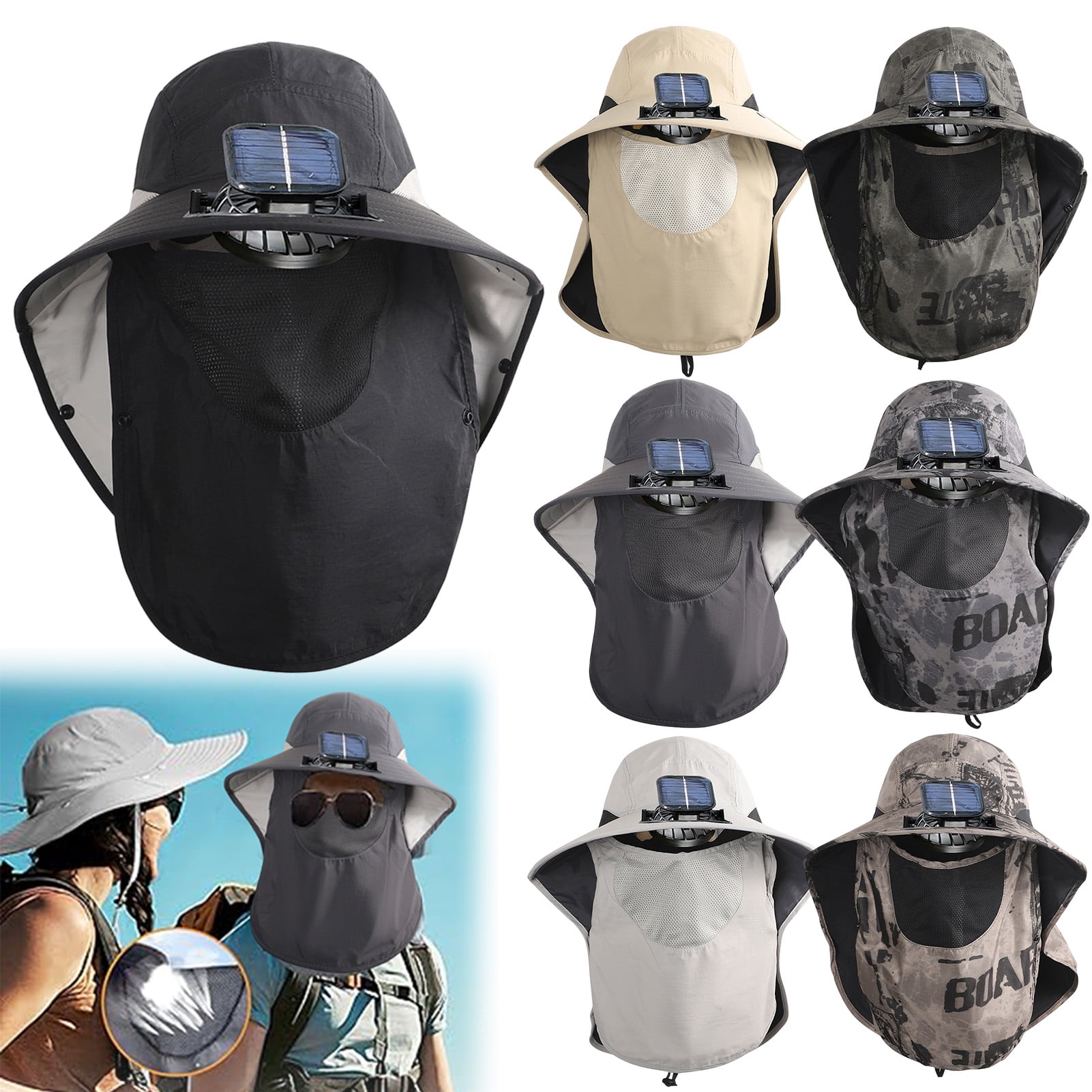 Joernso Men's Sun Hat Outdoor Hiking Sun Protection Cap with Solar And ...