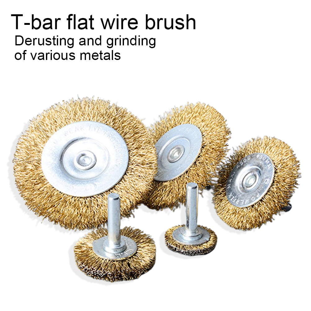 Joernso Metal T-type Rod Rust Removal Polishing Wheel Wire Brass Brush ...