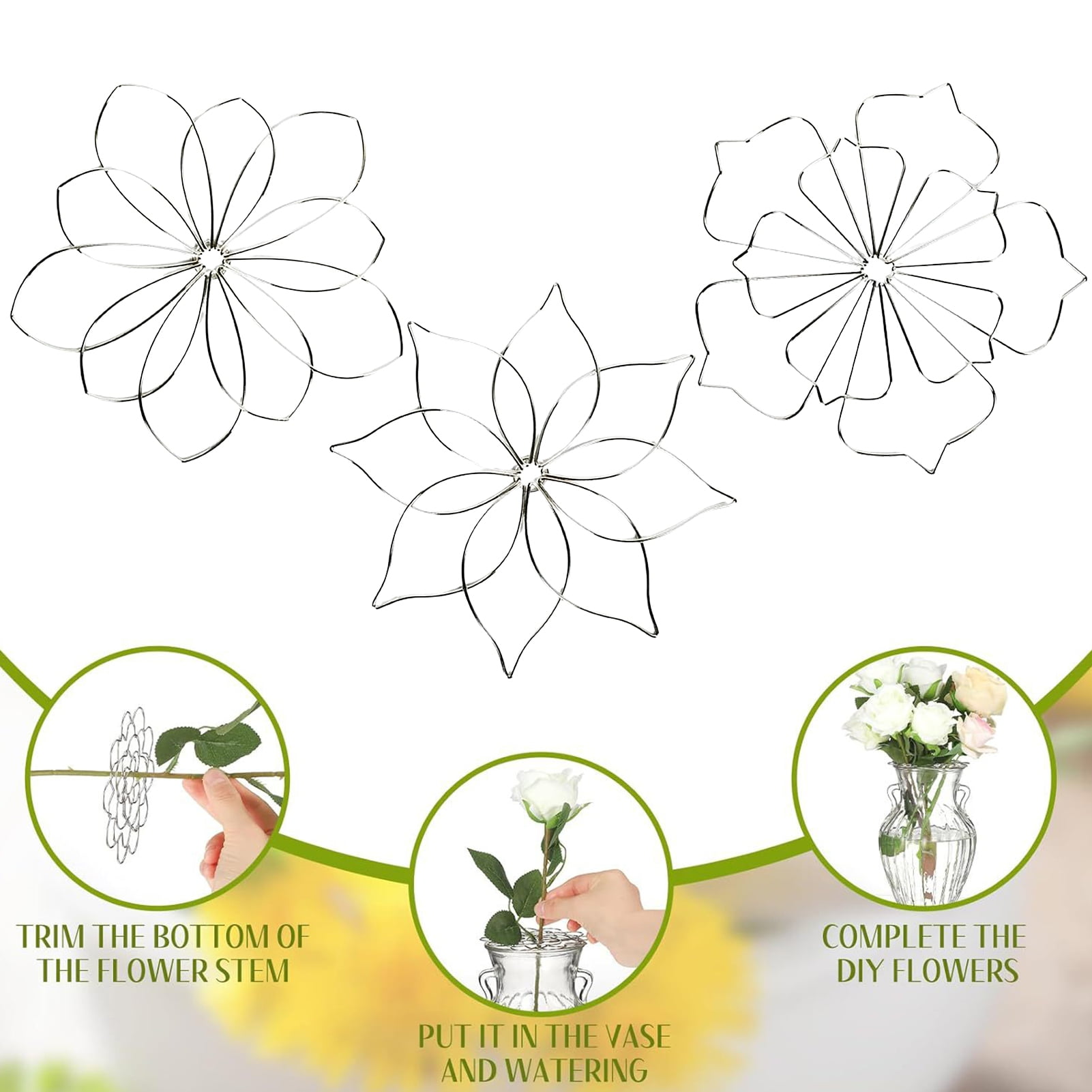 Joernso Metal Vase Flower Arranger Grid Floral Stem Holder Multi-holes ...