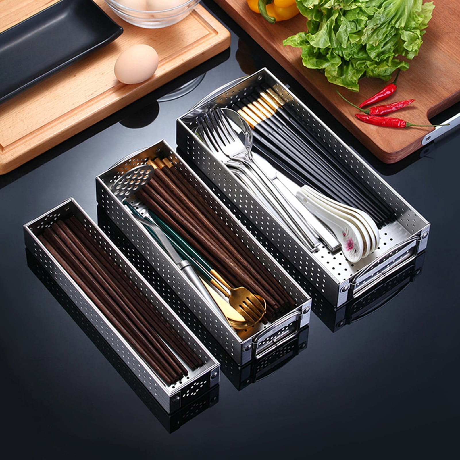 Joernso Metal Wire Storage Box Tableware Hollow Out Quick Drainage ...