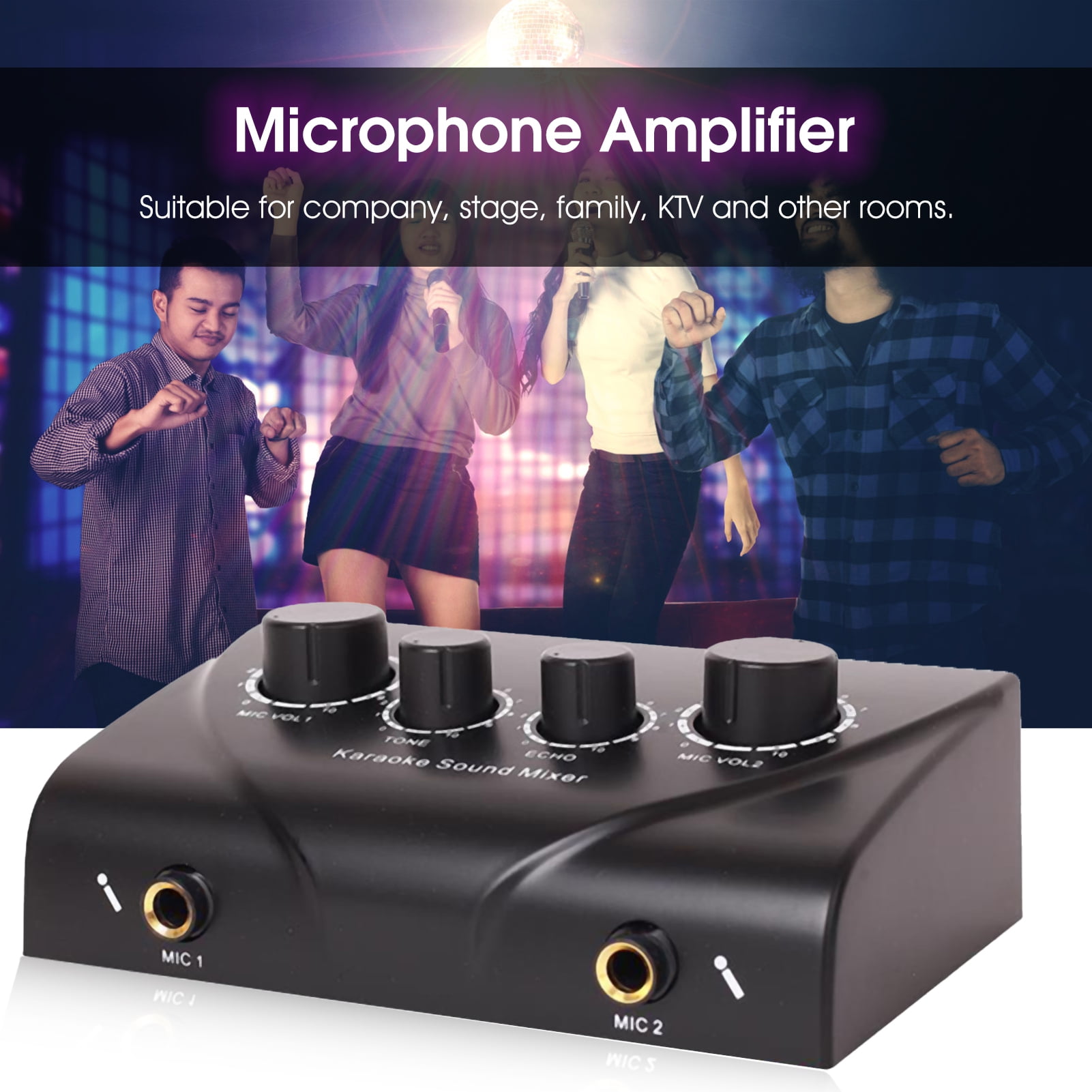Joernso Microphone Amplifier Professional Dual Mic Input Mini Household ...