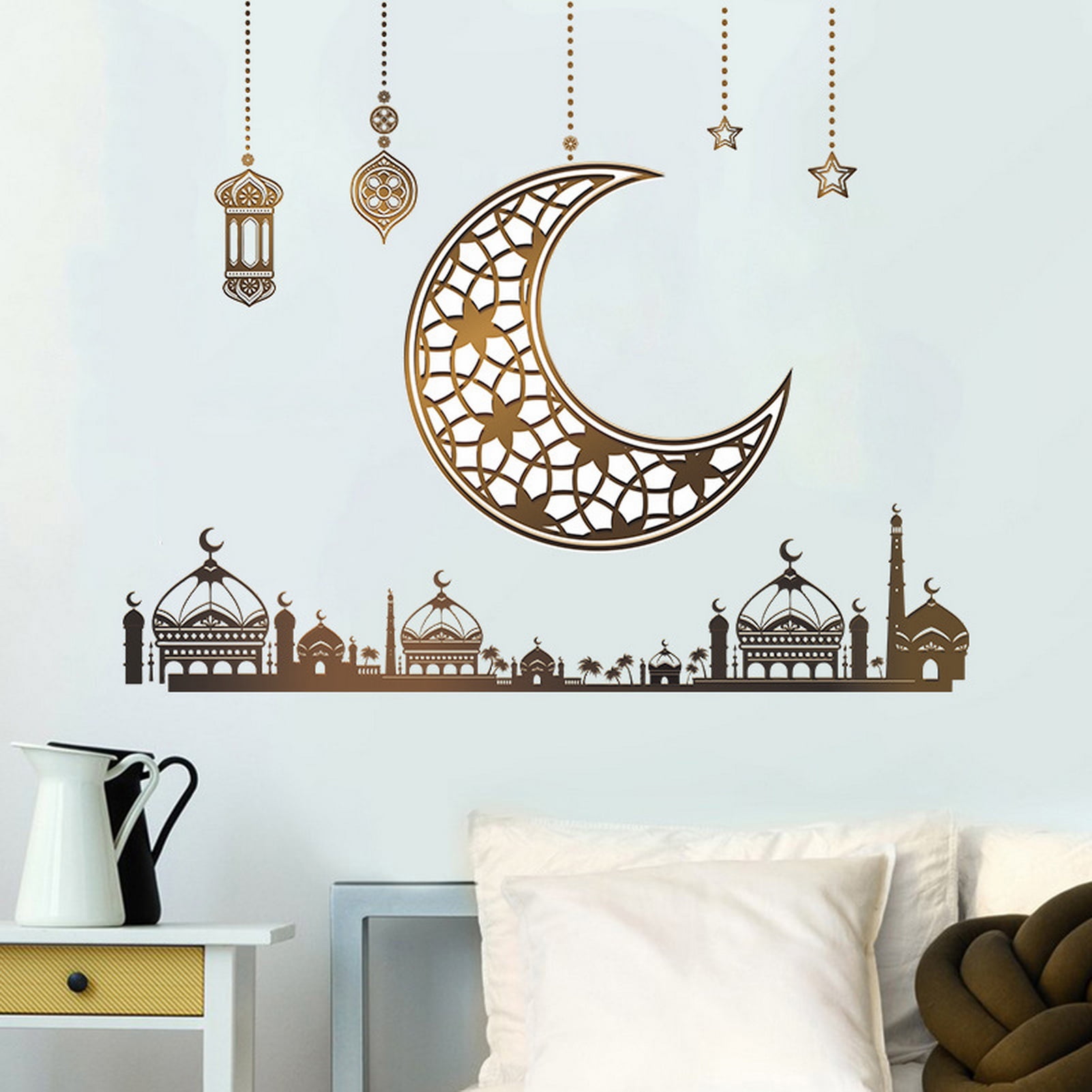 Joernso Moon Star Lantern Mosque Sticker Removable Waterproof PVC Self ...