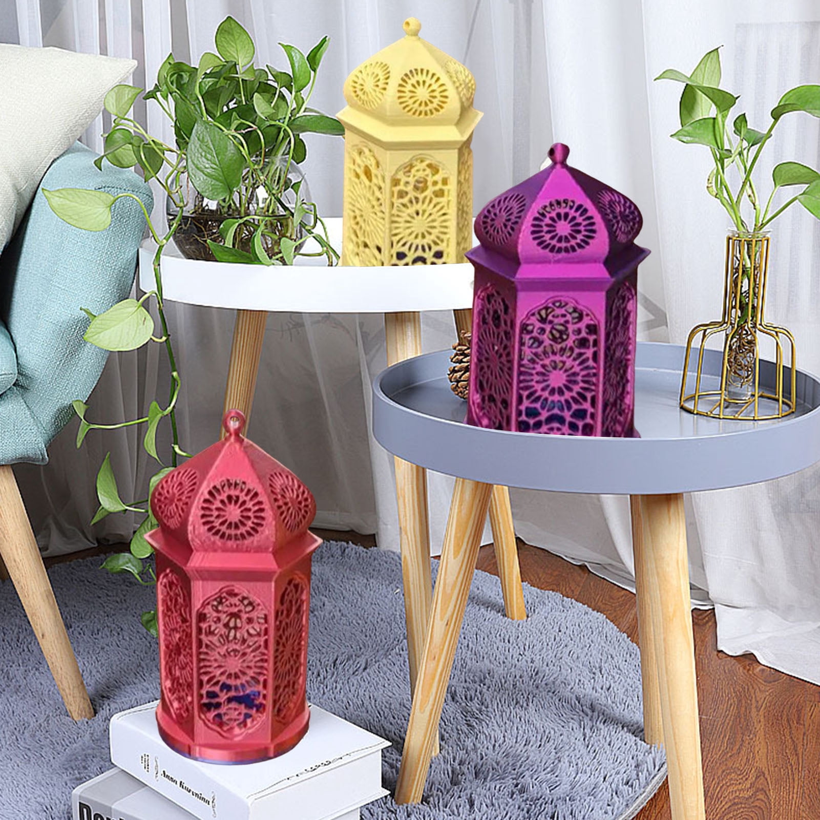 Joernso Moroccan Style Lantern 3D Printed Cutout Pattern Candle Lantern ...