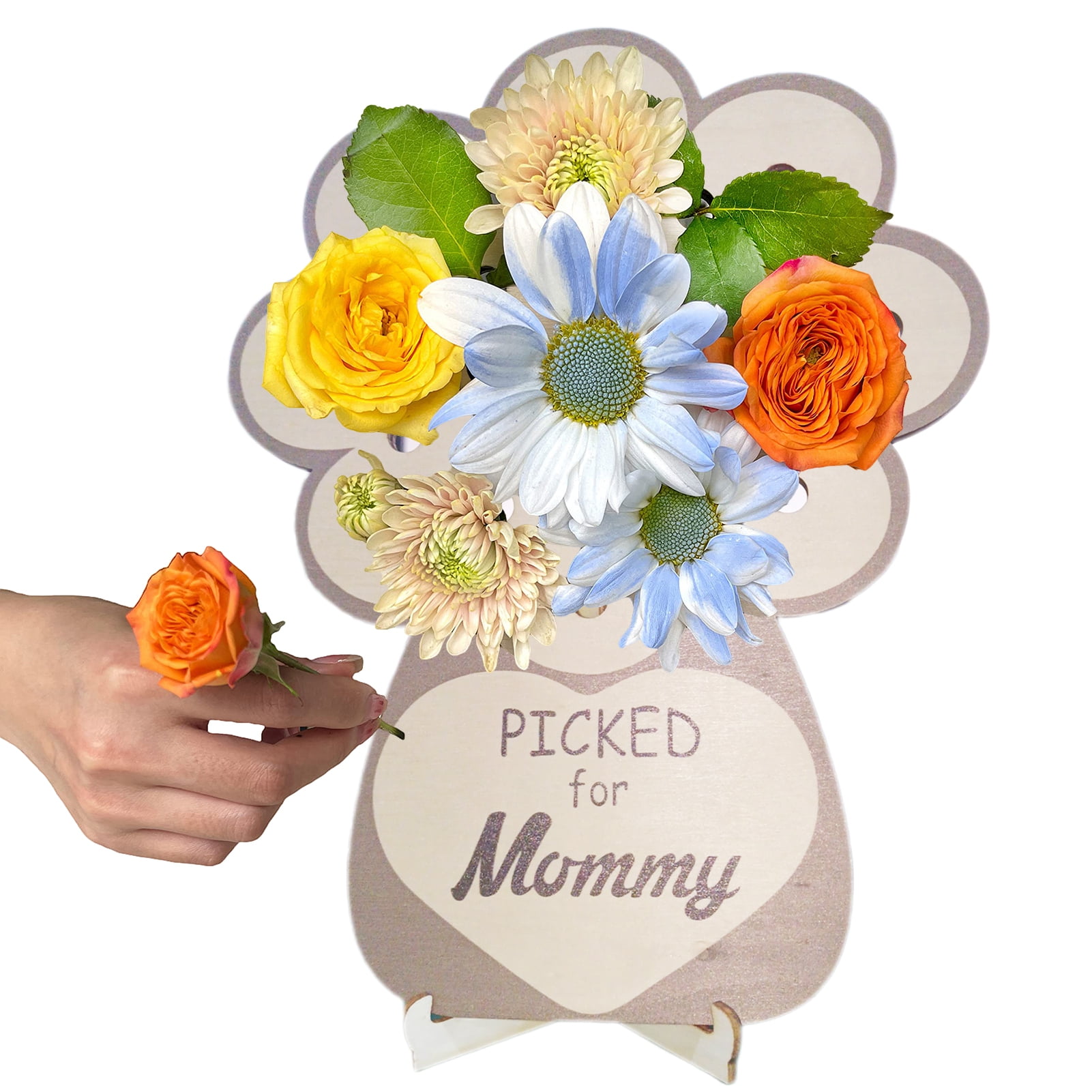 Joernso Mother's Day Wooden Flower Holder DIY Picked Plant Floral ...