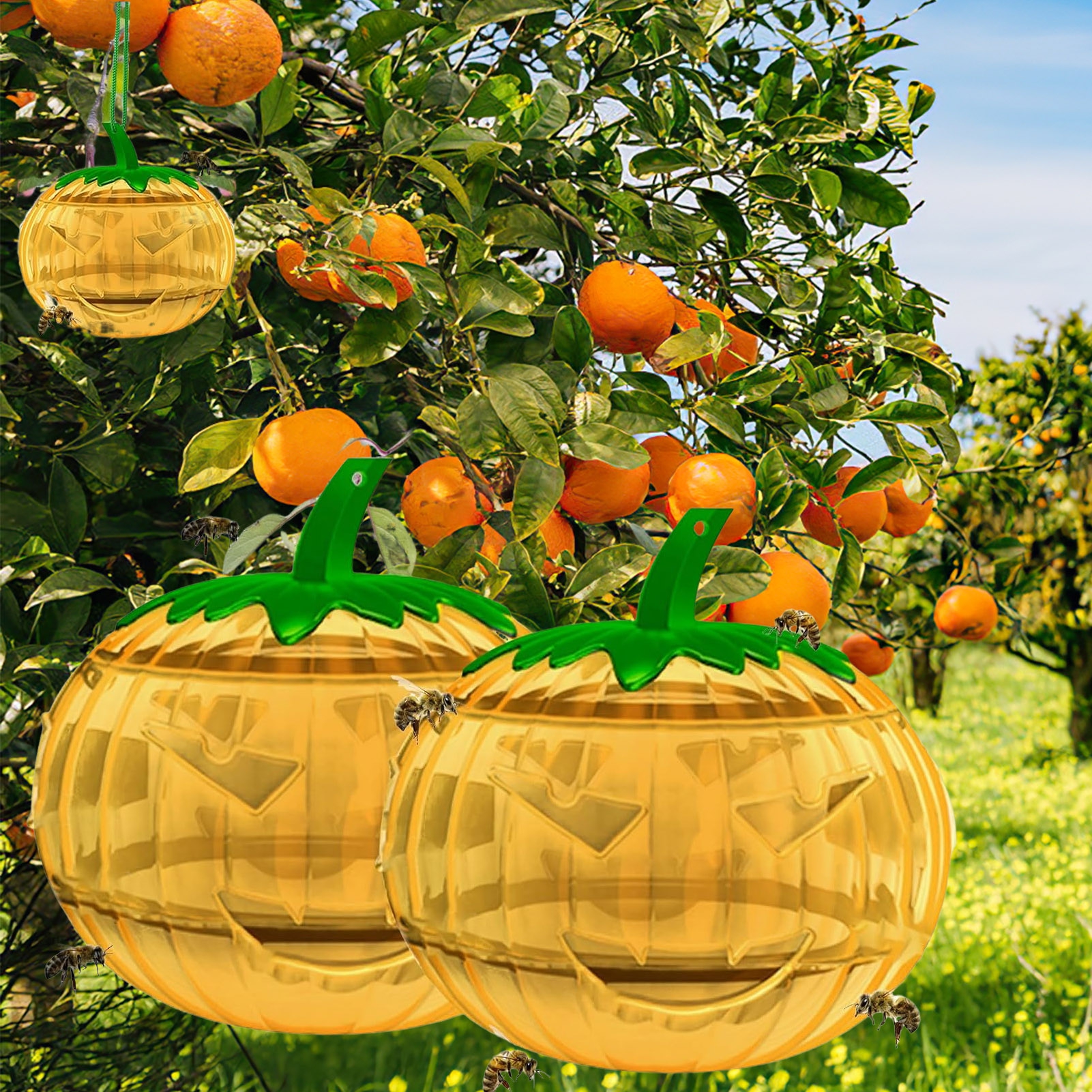 Joernso Outdoor Hanging Carpenter Bee Traps with Multiple Tunnels ...