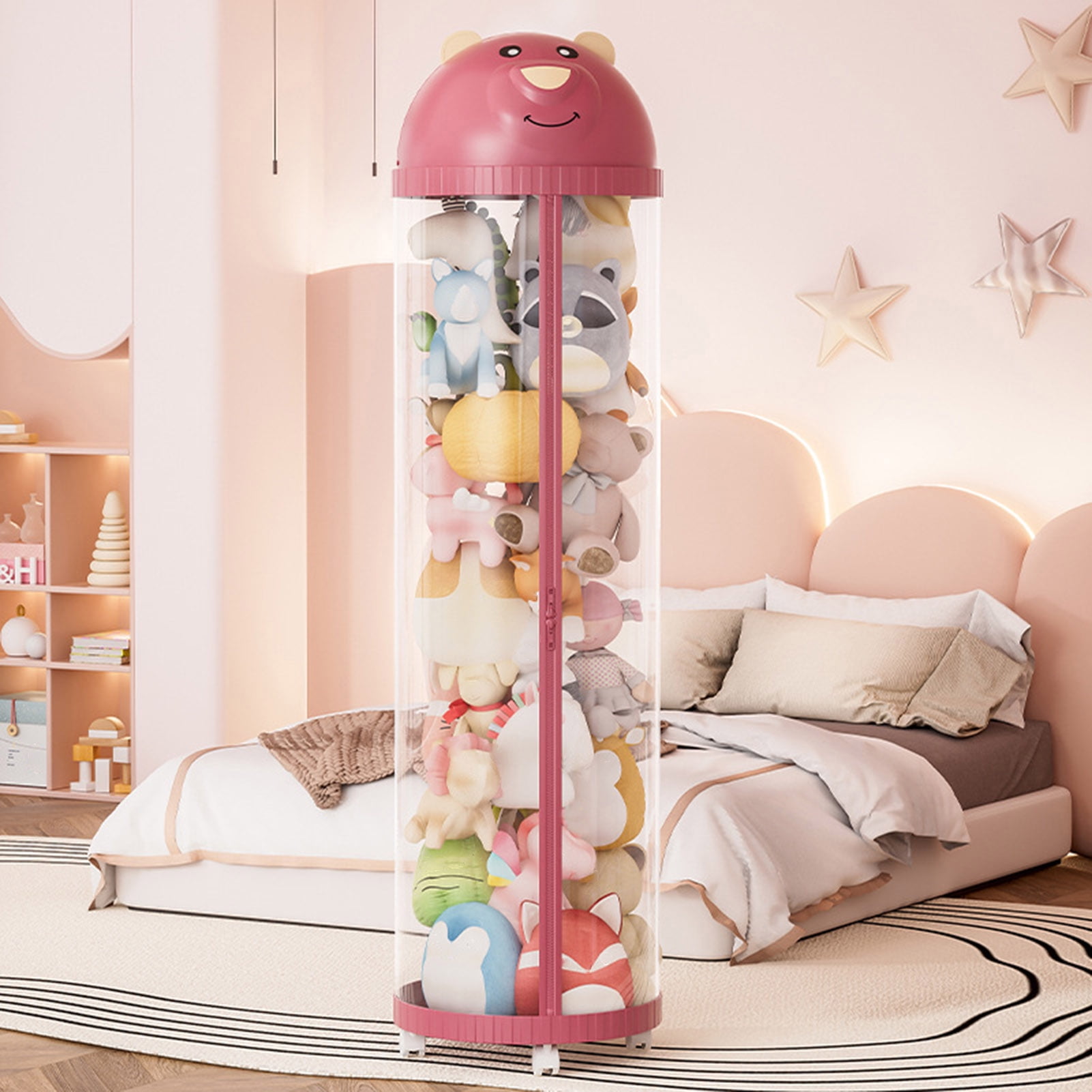 Joernso Plush Toys Storage Bucket Organizer Transparent Tube Zipper ...