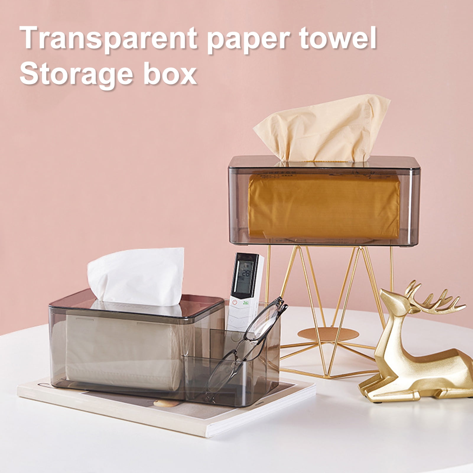 Joernso Portable Tissue Box Smooth Edge TPE Visible Large Capacity ...