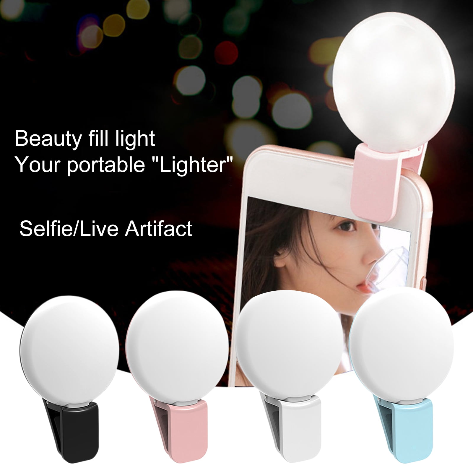 Joernso Rechargeable Selfie Light Clip Design 3 Levels Light Adjustable ...