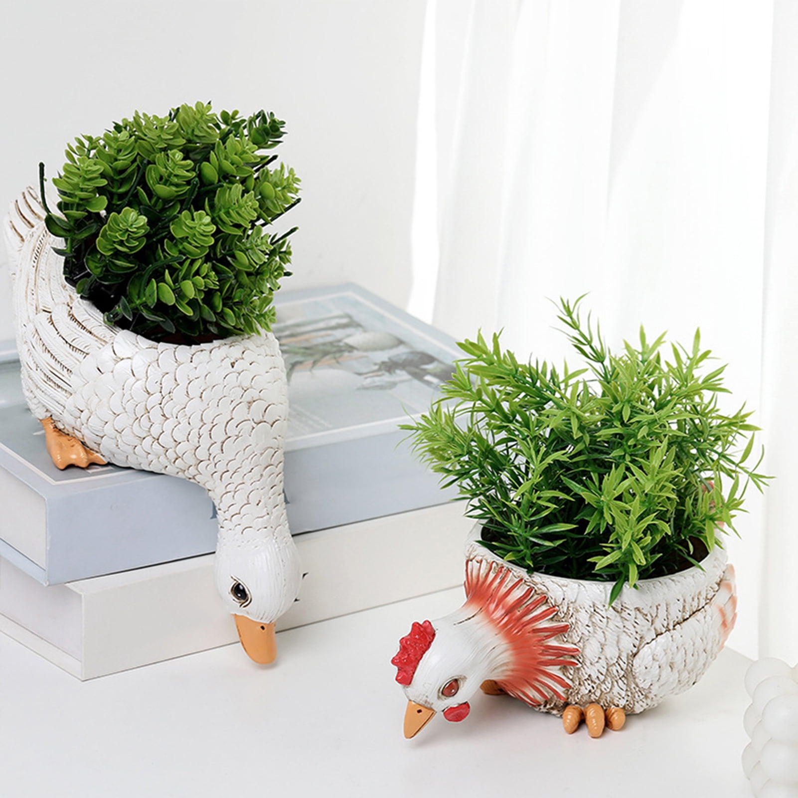 Joernso Rooster Planter Succulent Flower Pot Creative Shape Durable ...
