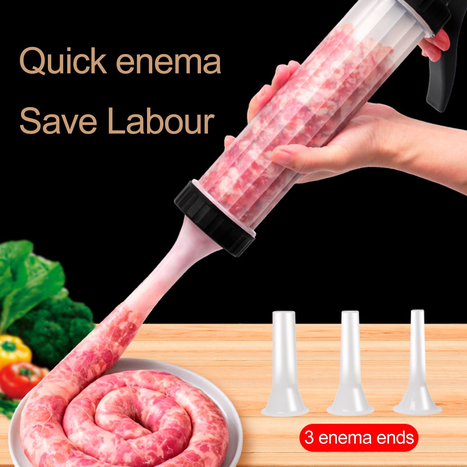 Joernso Sausage Stuffer Meat Filler Manual Sausage Machine with 3 Tubes ...